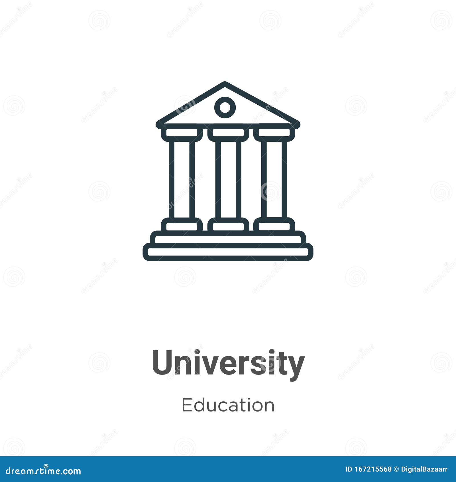 University Outline Vector Icon. Thin Line Black University Icon, Flat ...