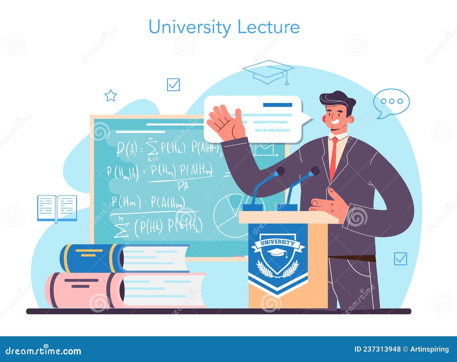 University Professor Concept. Lecturer Standing in Front of Chalkboard ...
