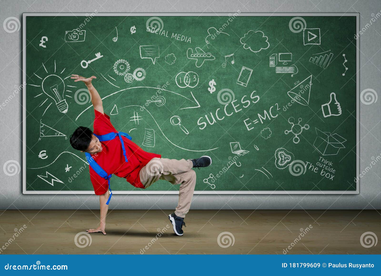University Student Doing Break Dance with Doodles Stock Image - Image ...