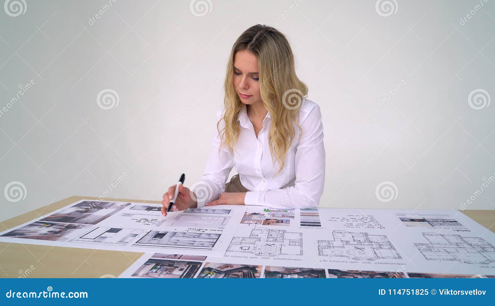 University Student of Interior Design Doing Homework, Completing ...