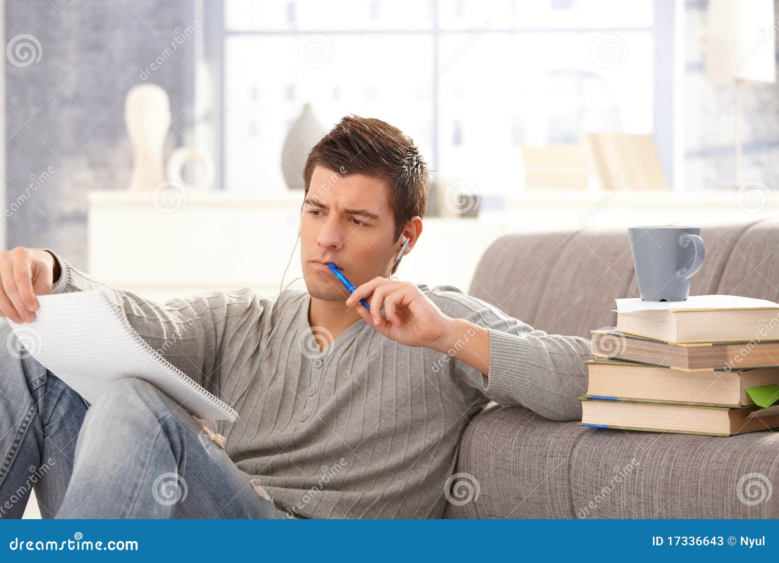 University Student Learning at Home Stock Image - Image of campus ...