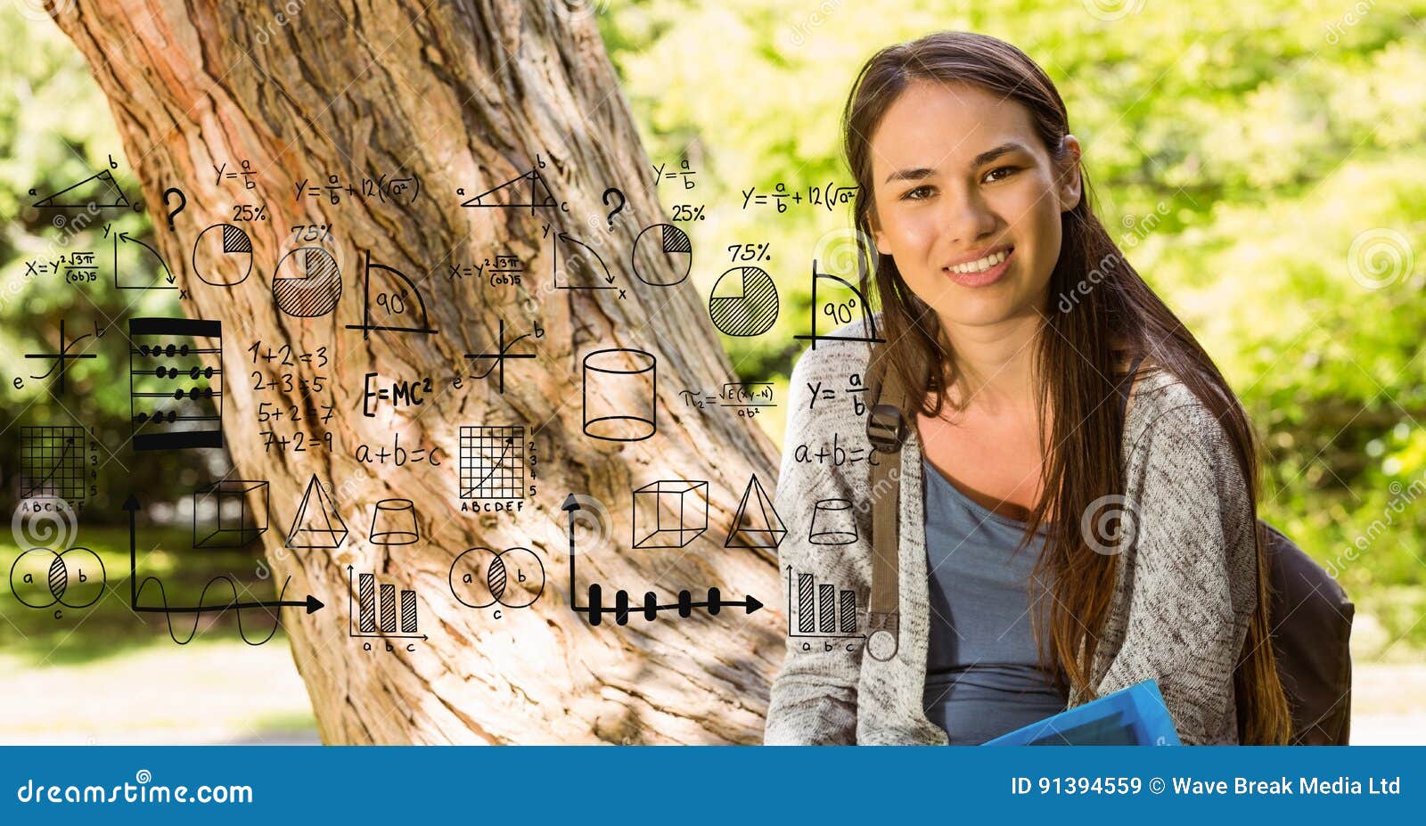 University Student with Math Equations in Campus Stock Image - Image of ...