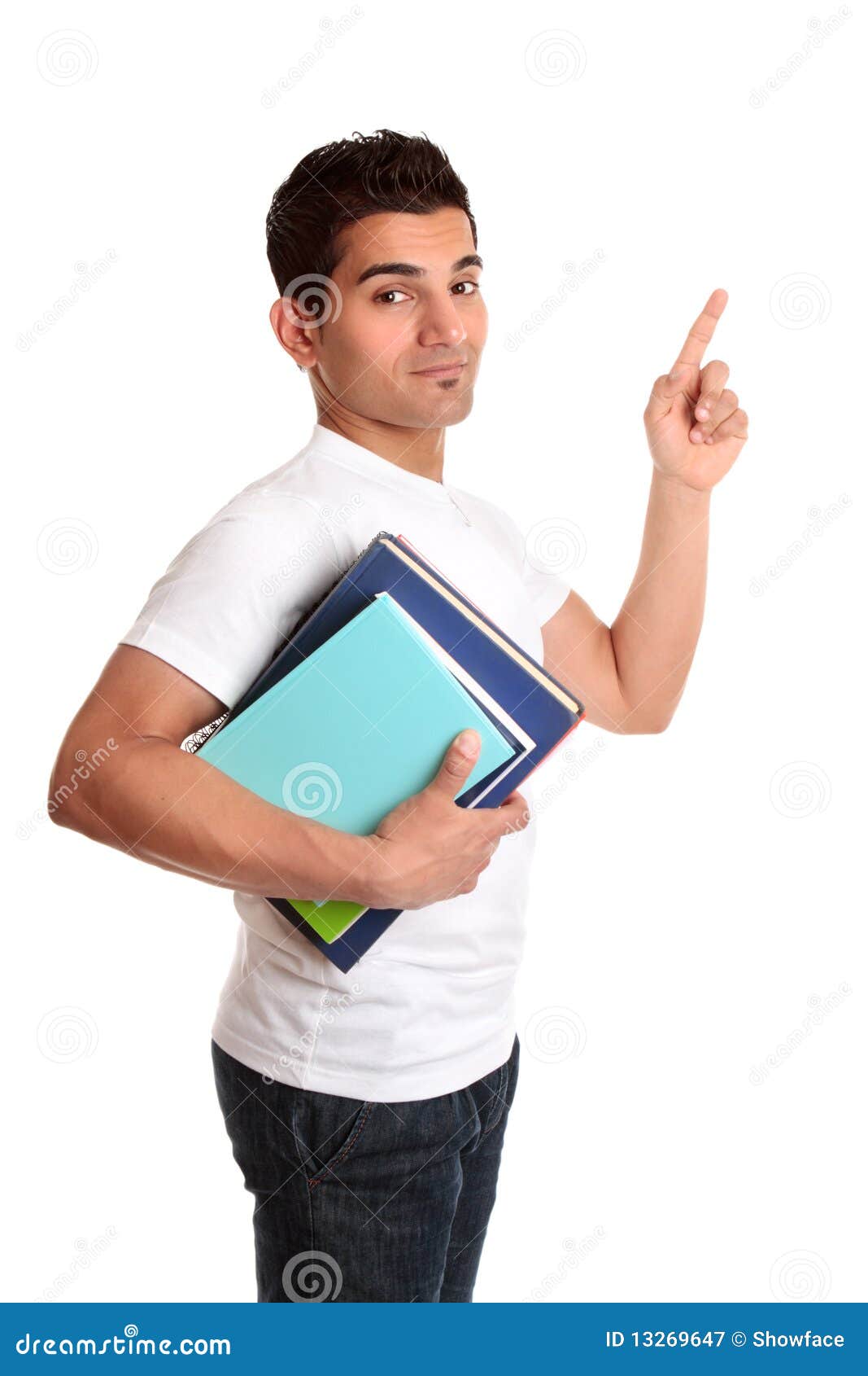 University Student Pointing His Finger Stock Image - Image of classmate ...