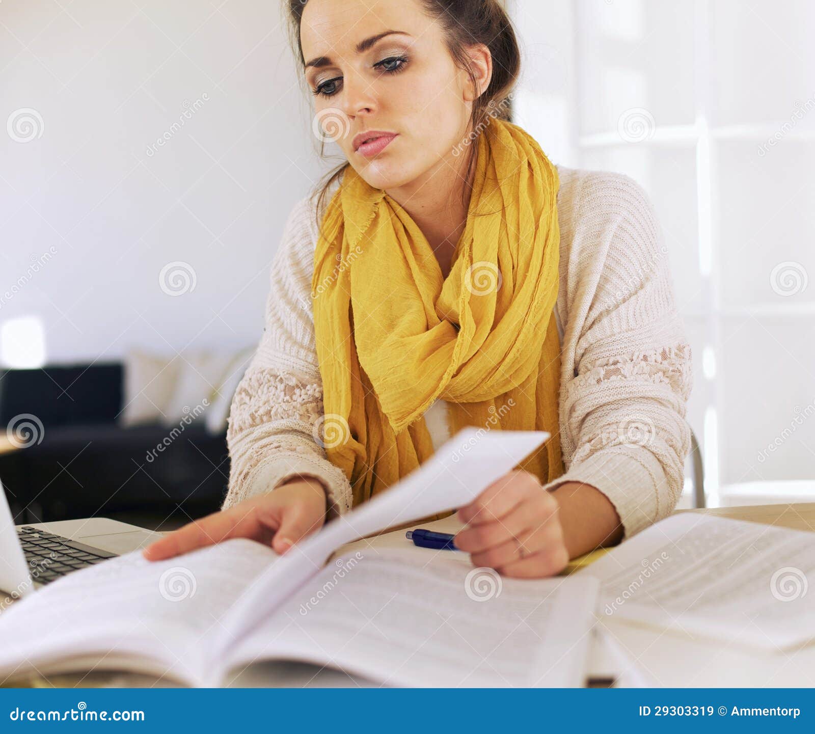 University Student Studying Her Homework Stock Image - Image of class ...