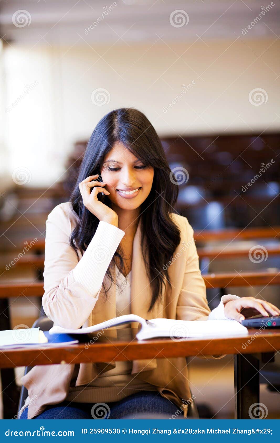 University Student Talking on Cell Phone Stock Photo - Image of female ...