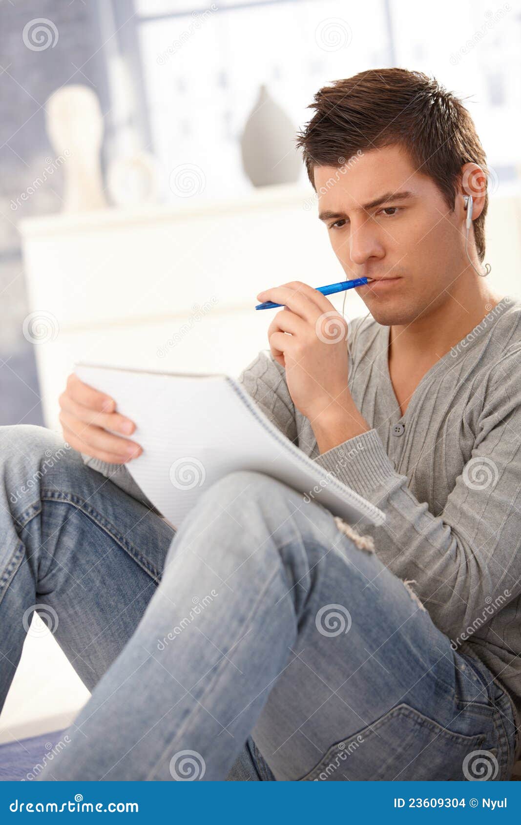 University Student Thinking and Learning Stock Photo - Image of alone ...