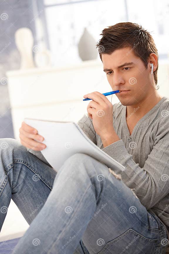 University Student Thinking and Learning Stock Photo - Image of alone ...