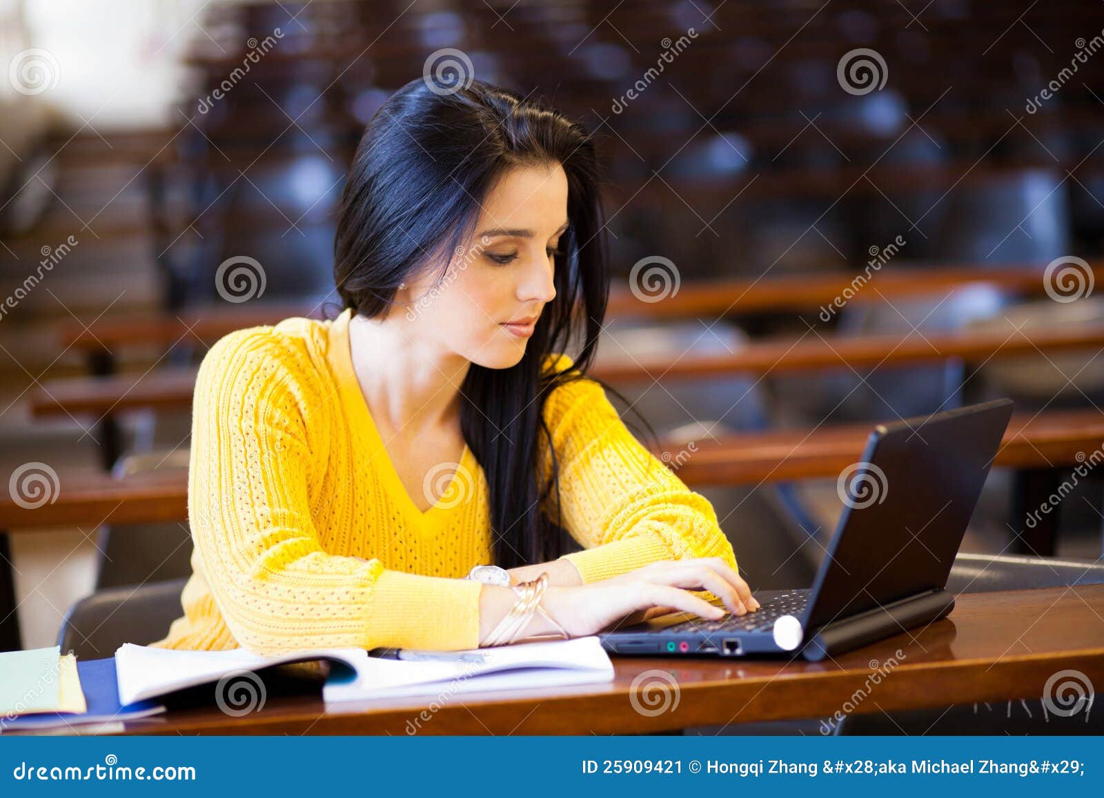University Student Using Laptop Stock Image - Image of cute, beautiful ...