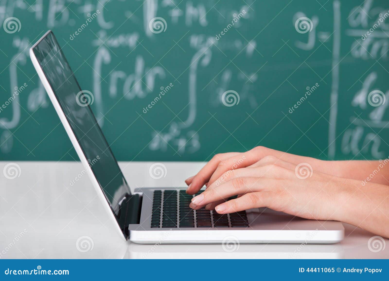 University Student Using Laptop in Classroom Stock Image - Image of ...