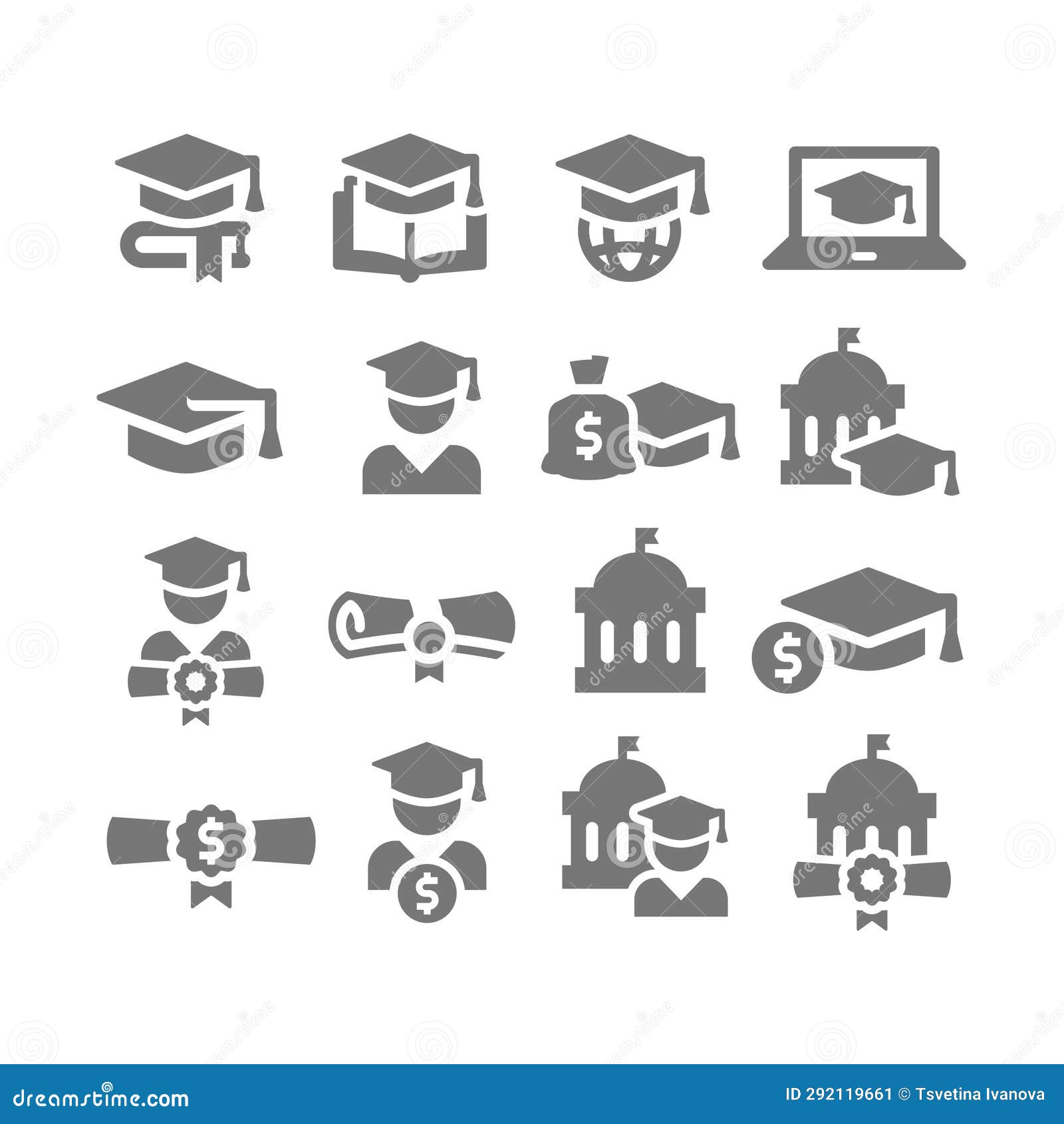 University and Student Vector Icon Set Stock Illustration ...