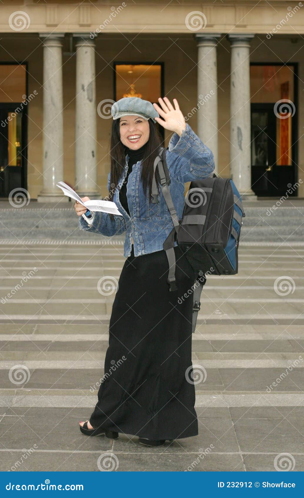 University - Student Waving To Fellow Students Stock Photo - Image of ...