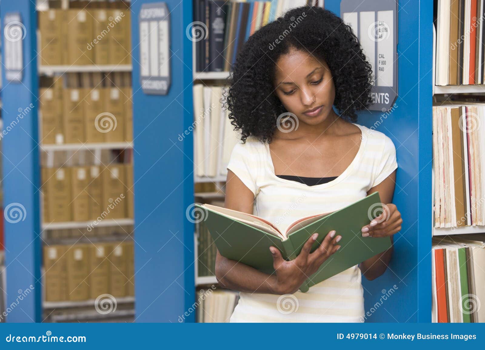 University Student Working in Library Stock Photo - Image of research ...