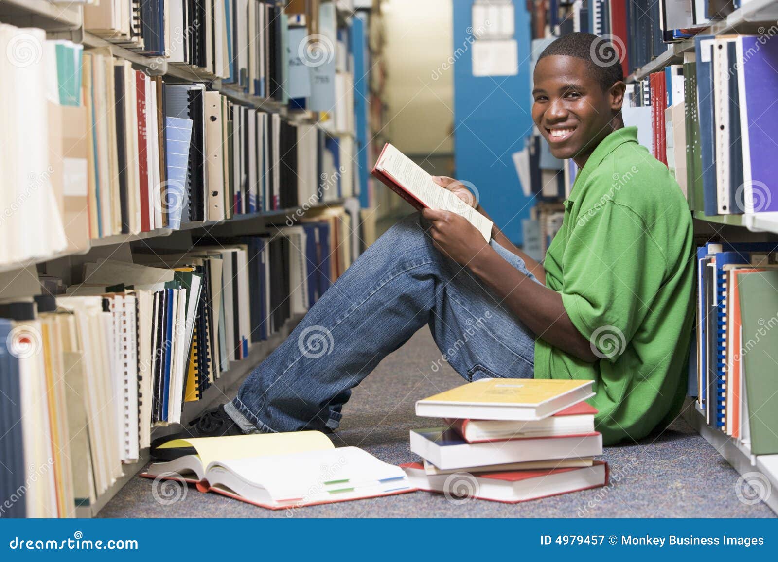 University Student Working in Library Stock Image - Image of university ...