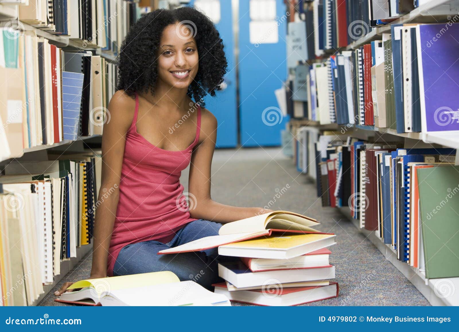 University Student Working in Library Stock Photo - Image of campus ...