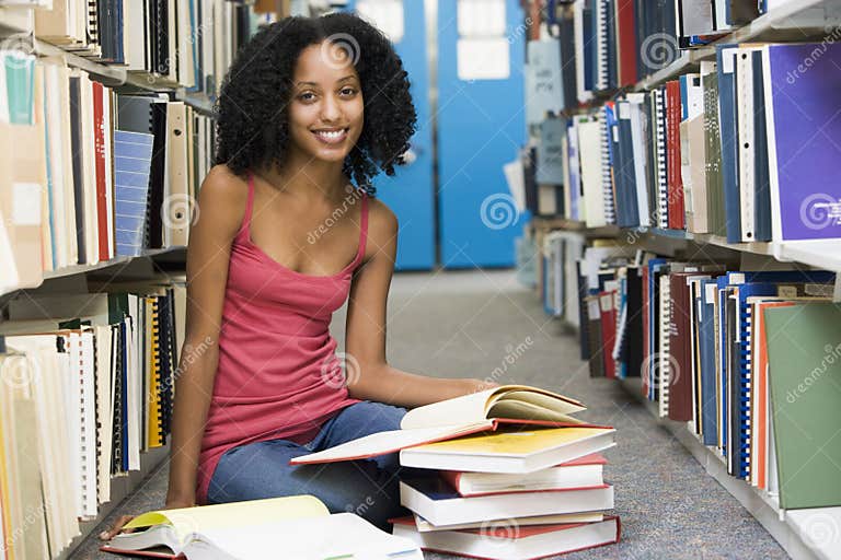 University Student Working in Library Stock Photo - Image of campus ...