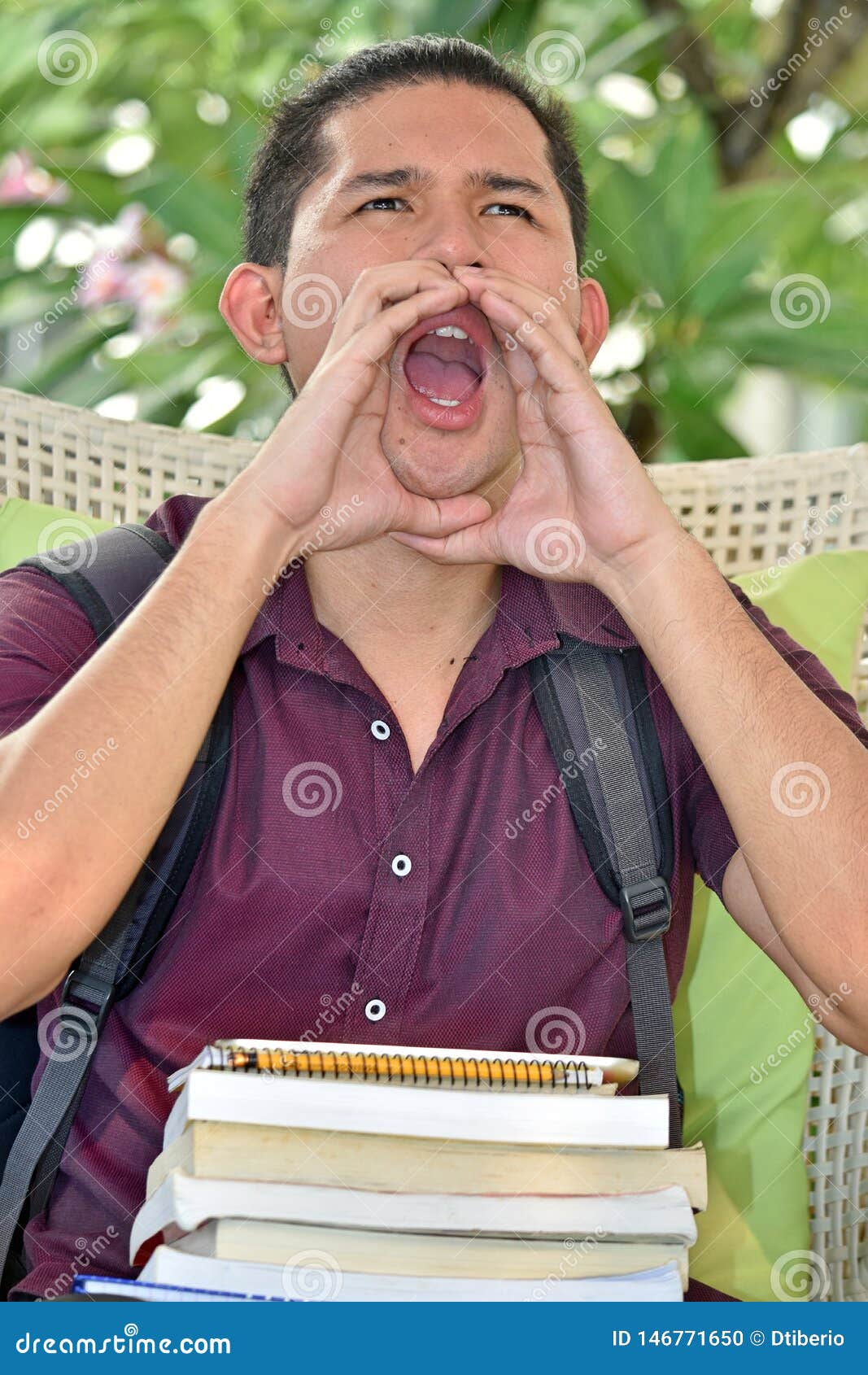 University Student Yelling with Books Stock Photo - Image of pupil ...