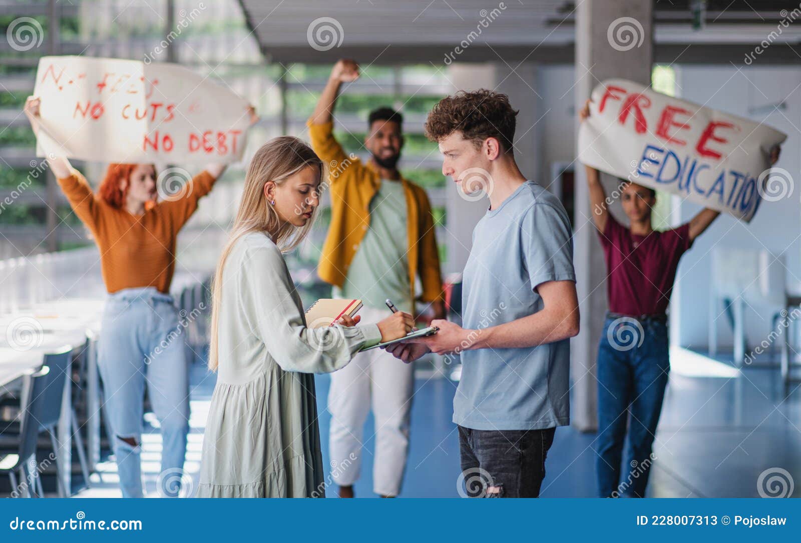 University Students Activists Protesting Indoors, Fighting for Free ...