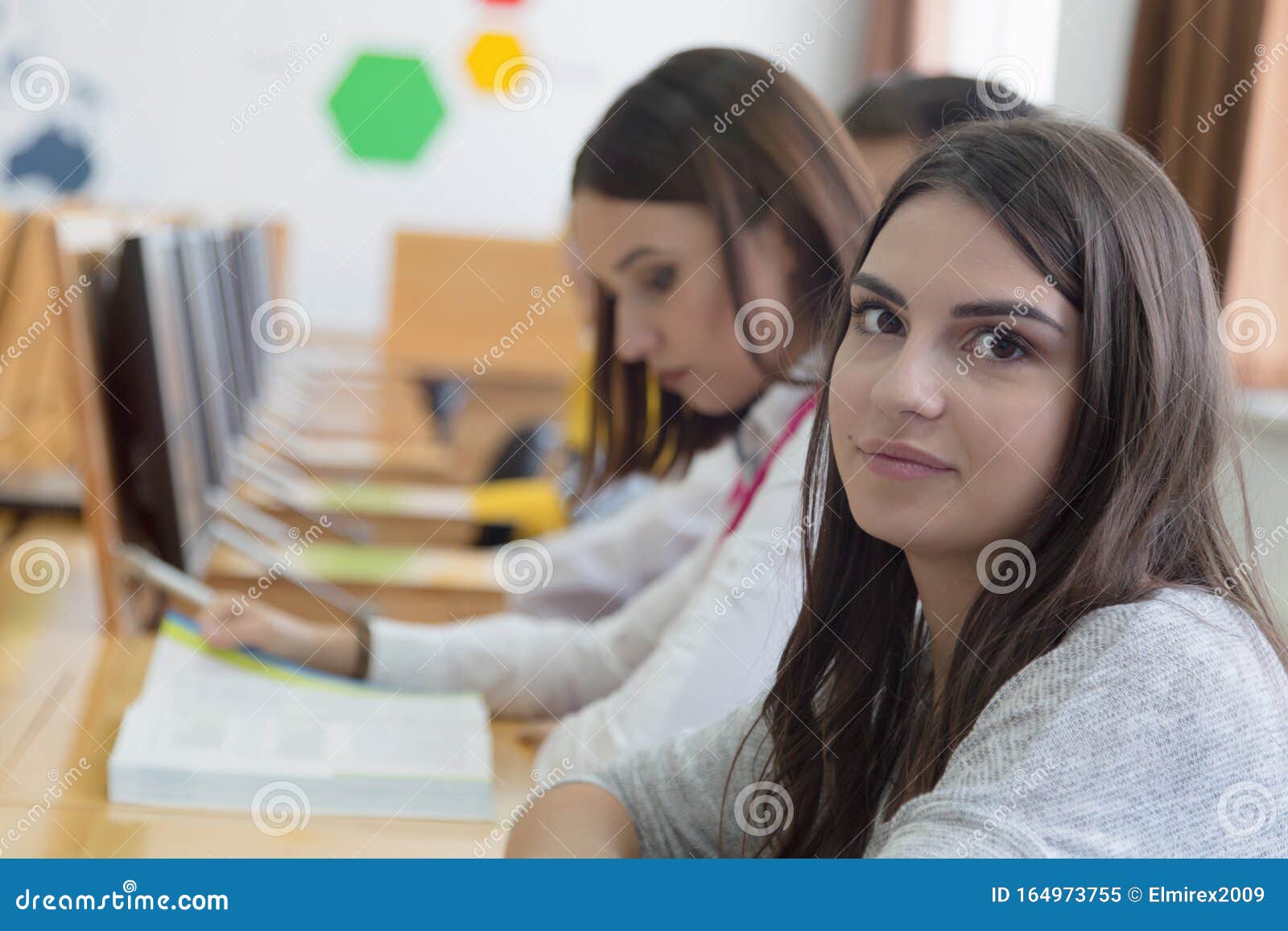 University Students,american and European during the Class in Computer ...