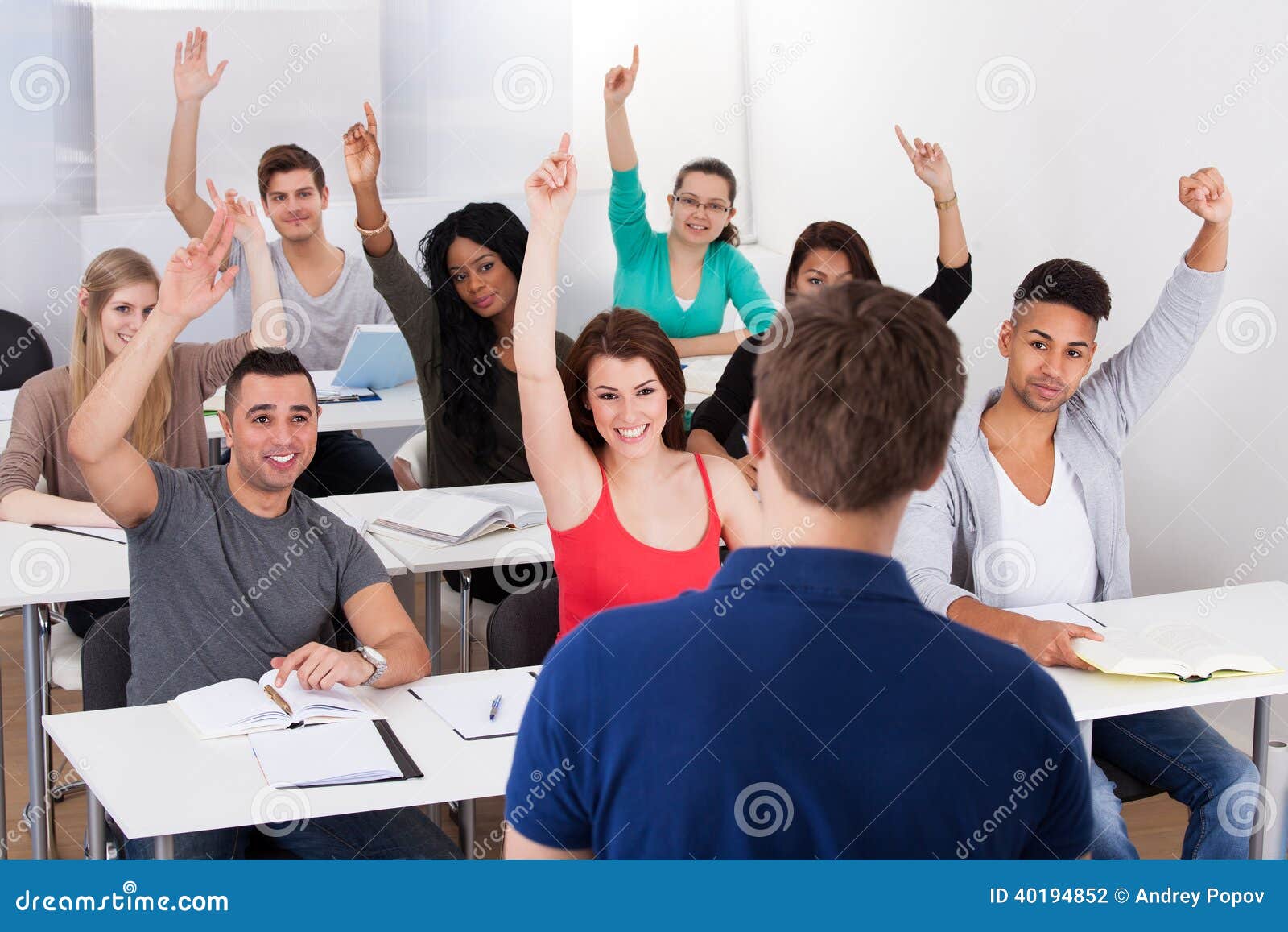 University Students Answering Teacher Stock Photo - Image of occupation ...