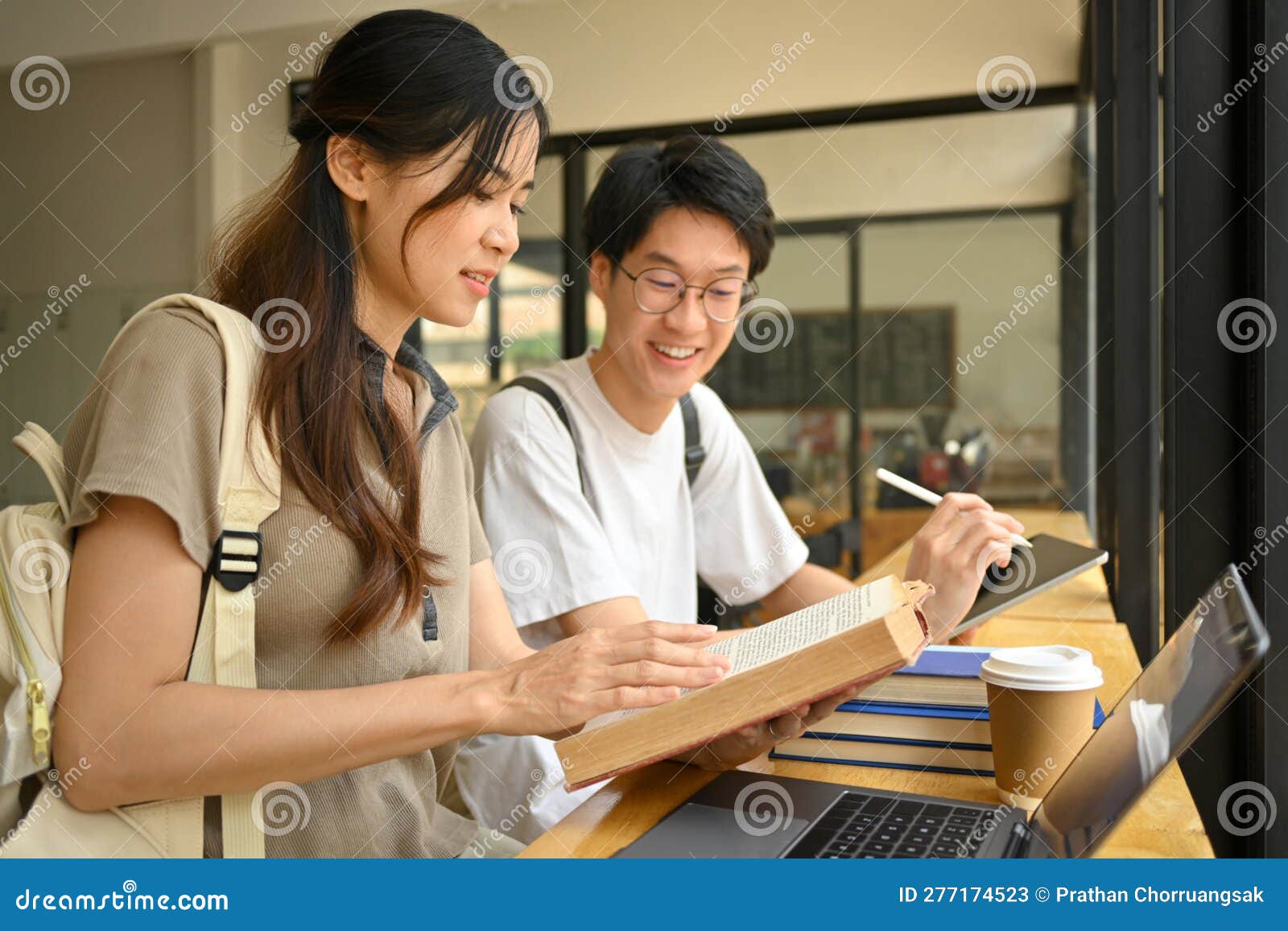 University Students Collaborating on a Project in Campus. Education ...