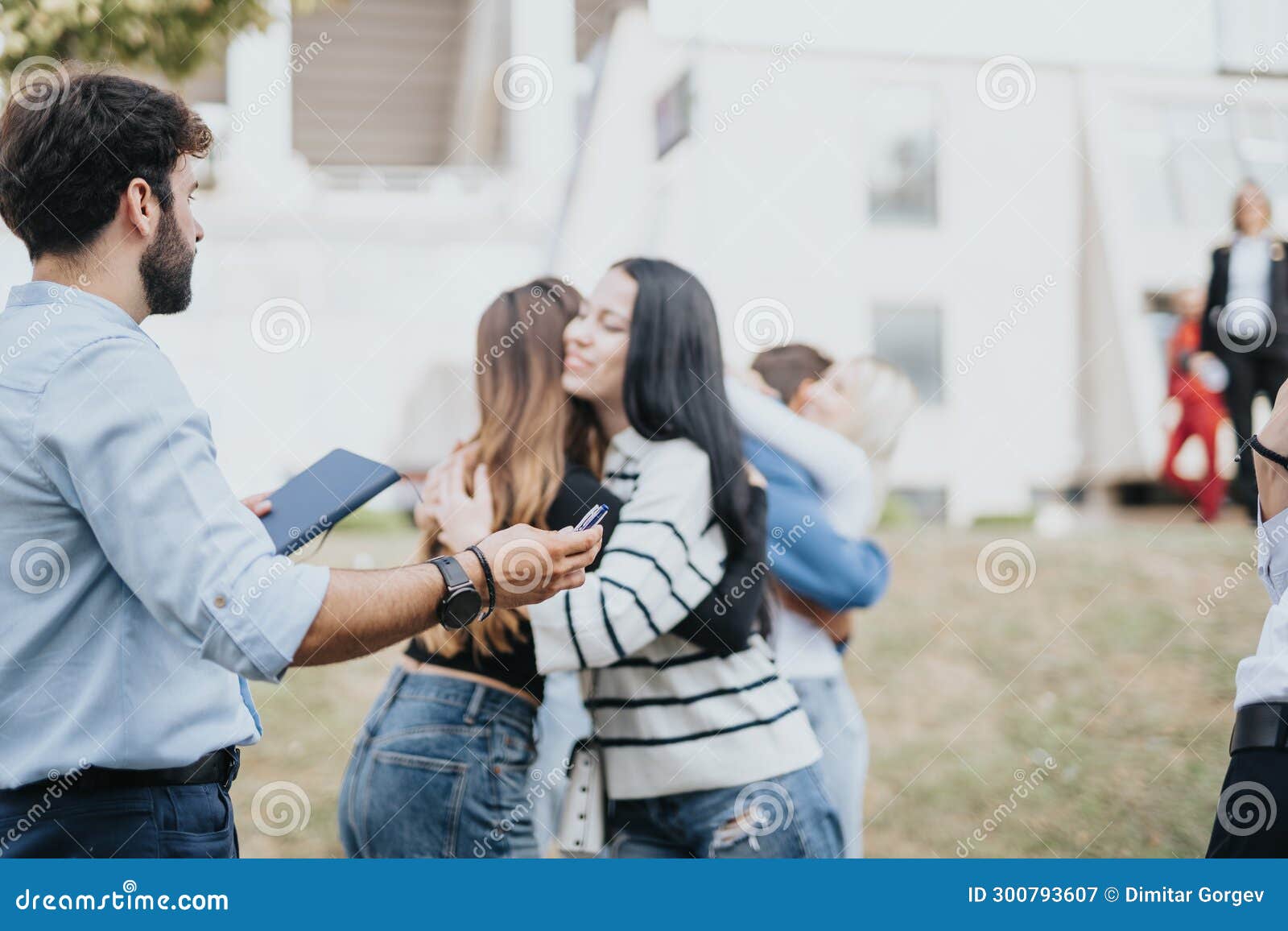 University Students Engaging in Collaborative Learning Outdoors Stock ...