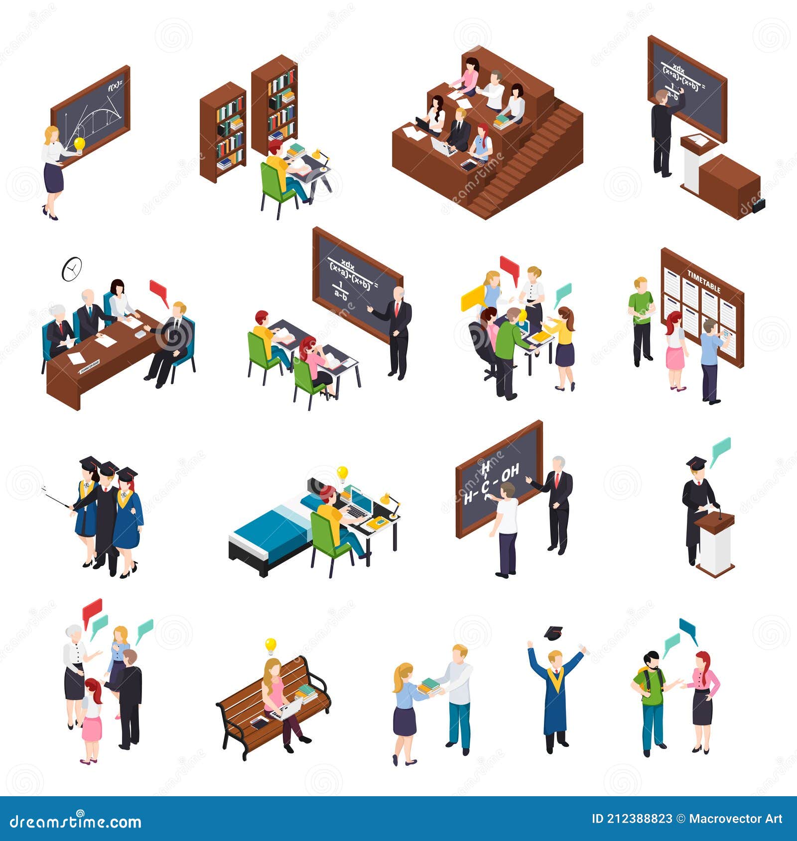 University Students Isometric Set Stock Vector - Illustration of ...