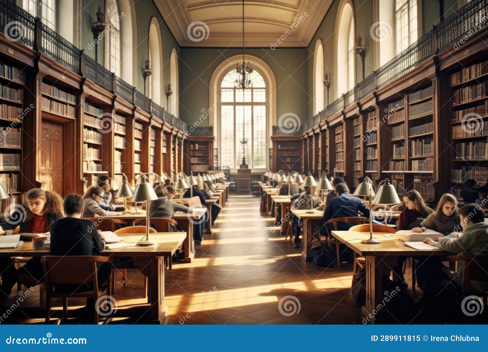University Students Reading Books in Library for Research Stock ...