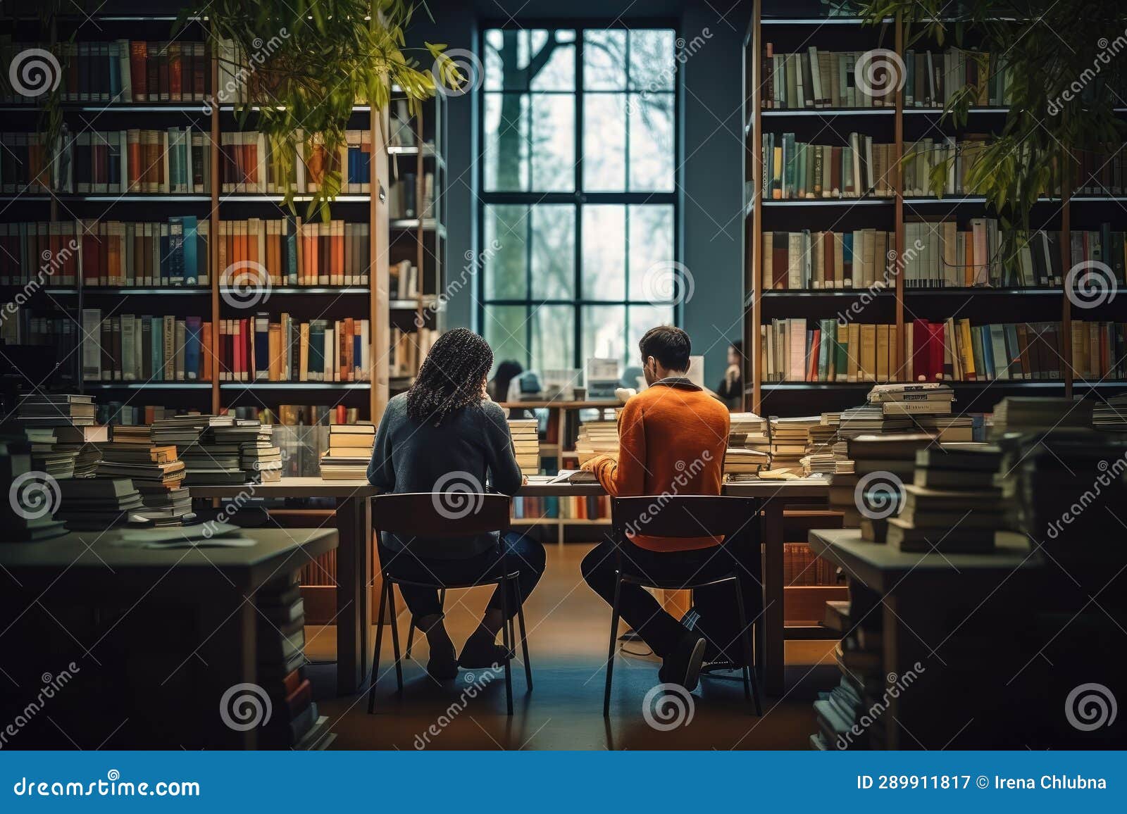 University Students Reading Books in Library for Research Stock ...