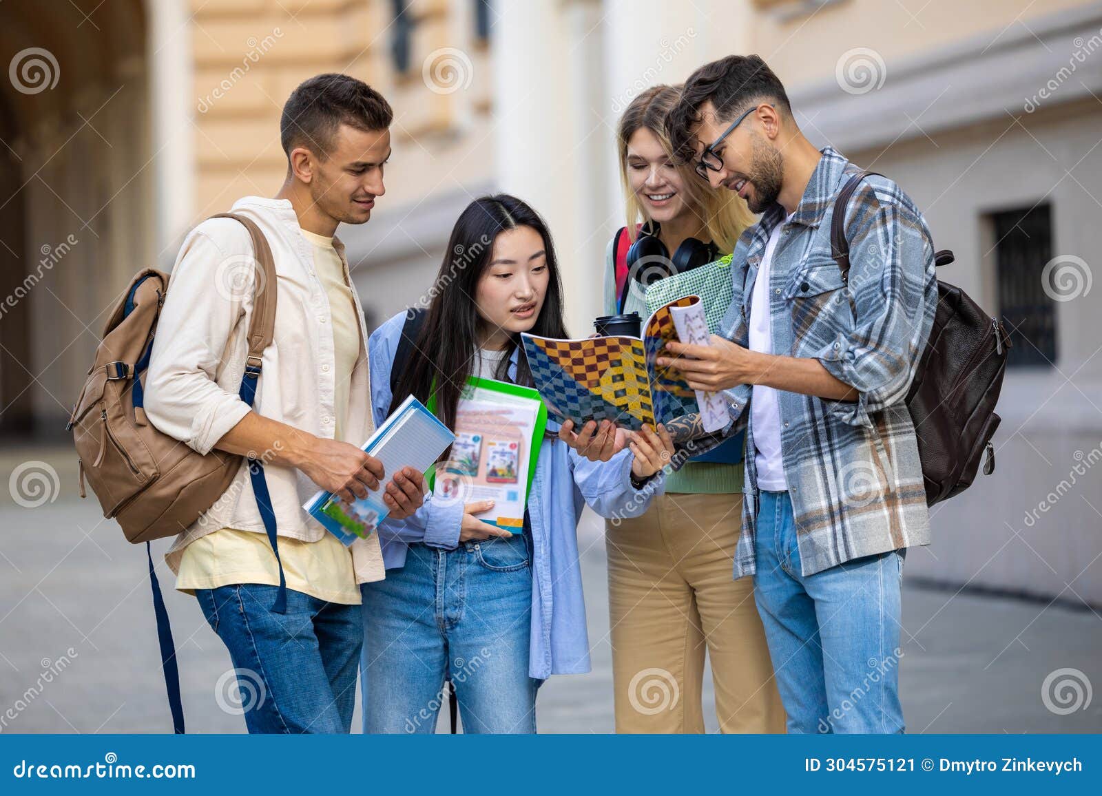 University Students Standing Outdoor after Classes. Stock Image - Image ...