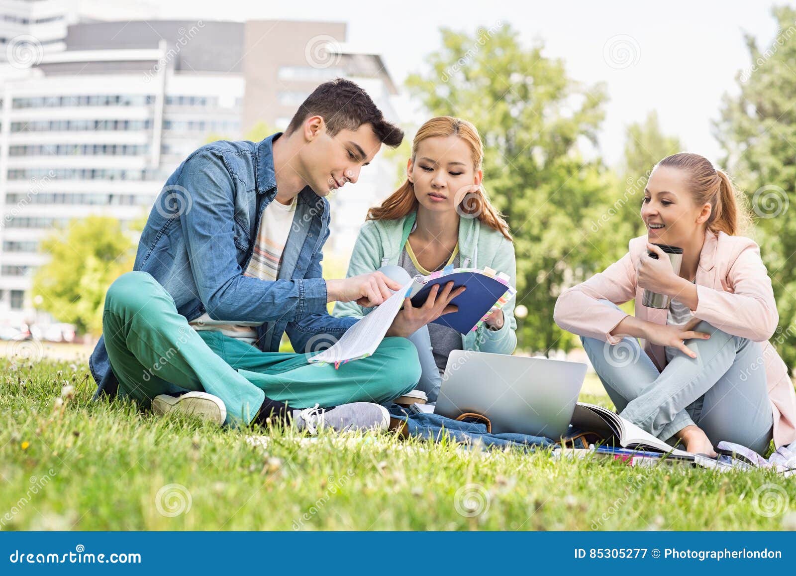 University Students Studying on Campus Stock Image - Image of caucasian ...