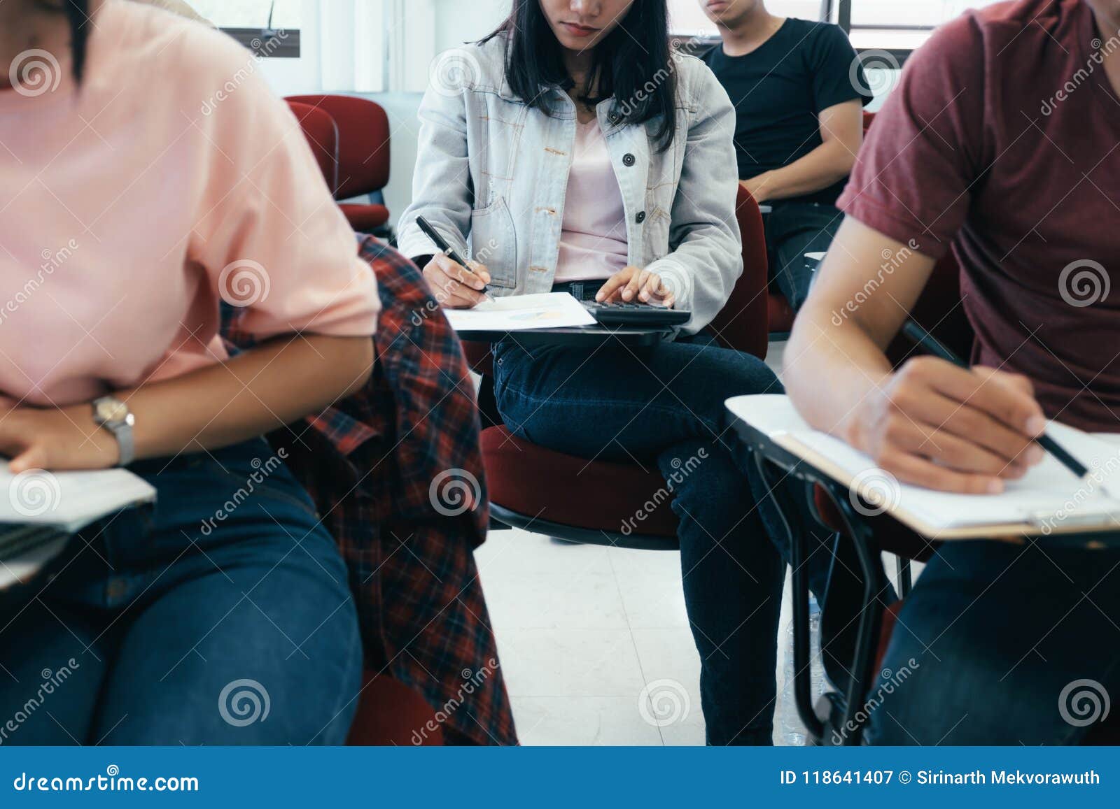 University Students Studying in Classroom. Stock Image - Image of group ...