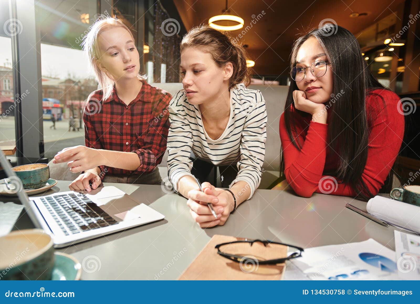 University Students Studying with Computer Stock Photo - Image of ...