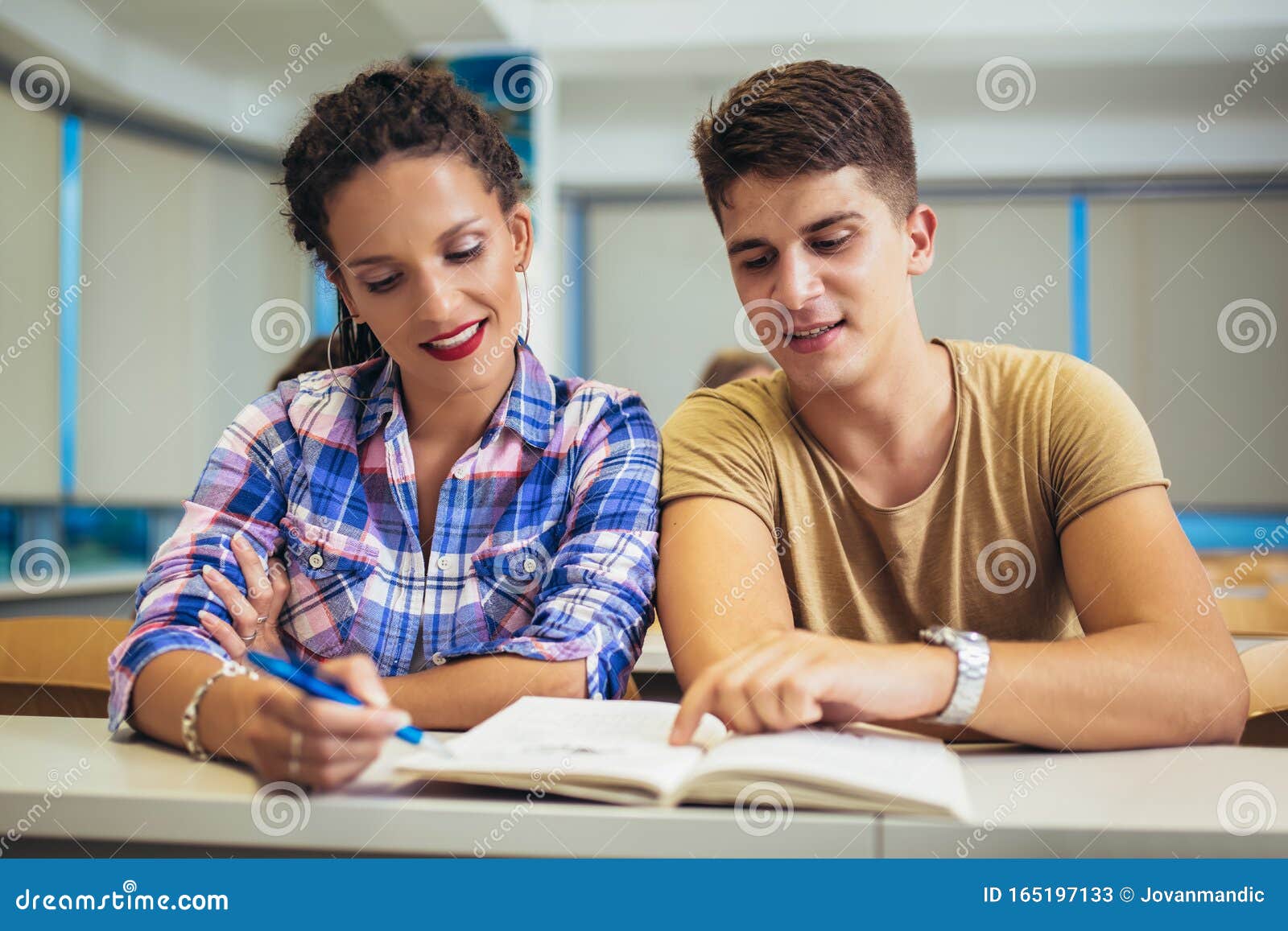 University Students Studying Together in Classroom Stock Image - Image ...