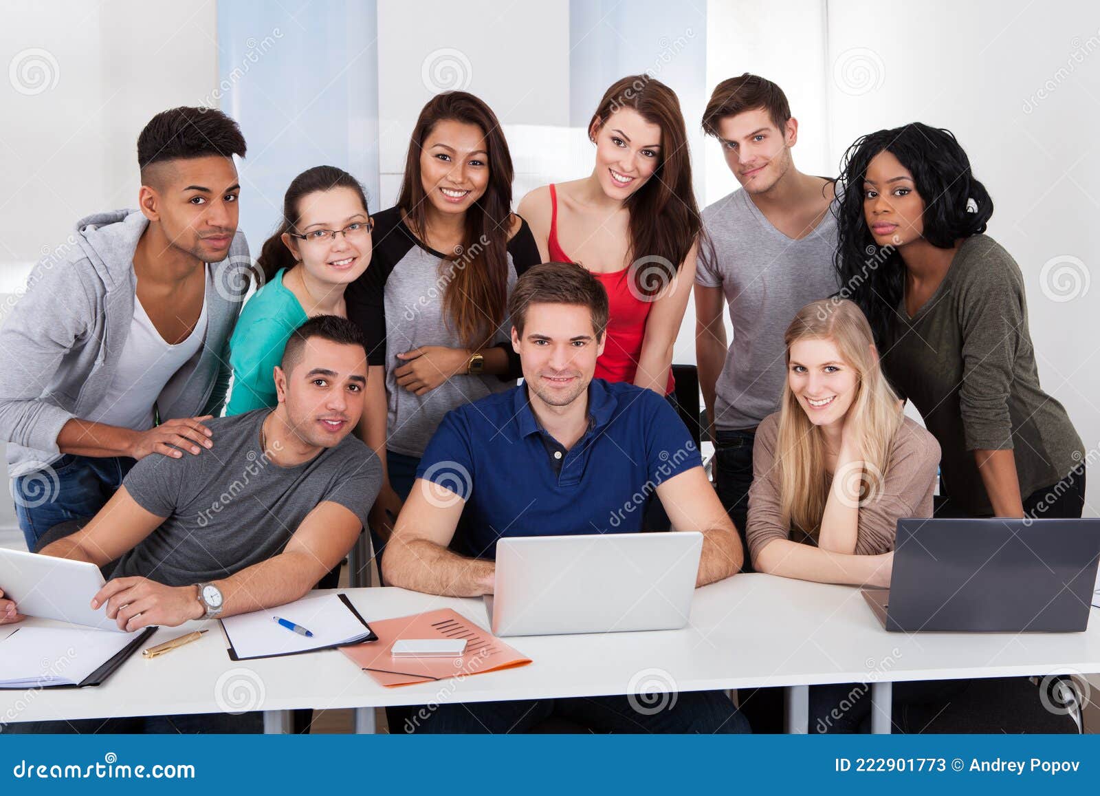 University Students Using Laptop Together Stock Image - Image of ...