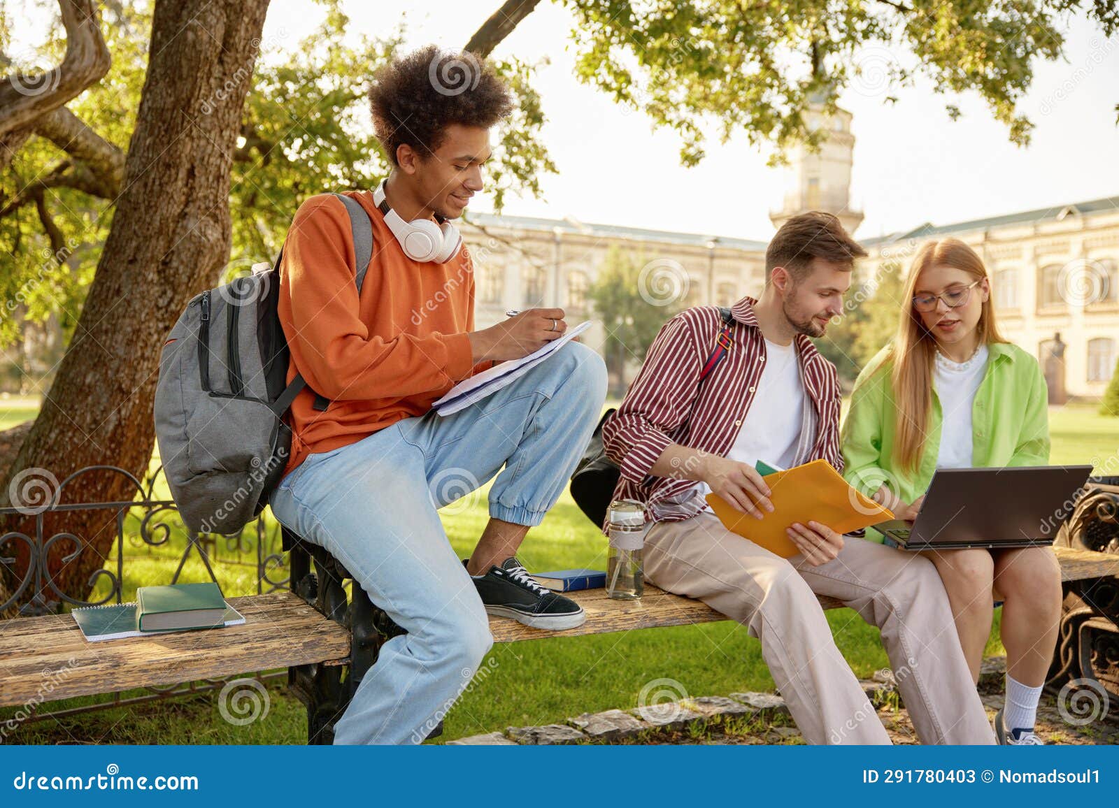 University Students Working on Homework or Creative Project at Campus ...