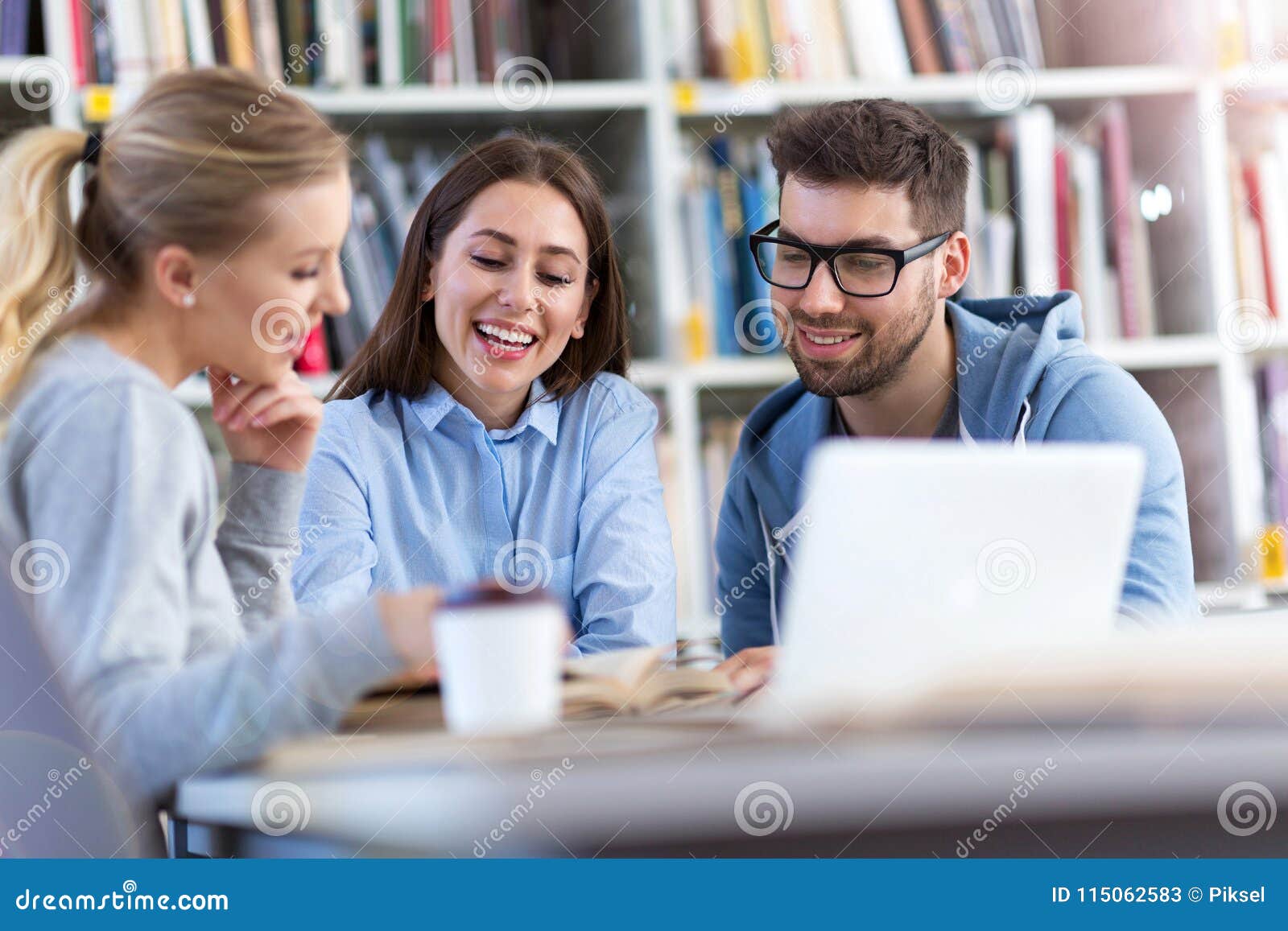Students Working in the Library at Campus Stock Image - Image of ...