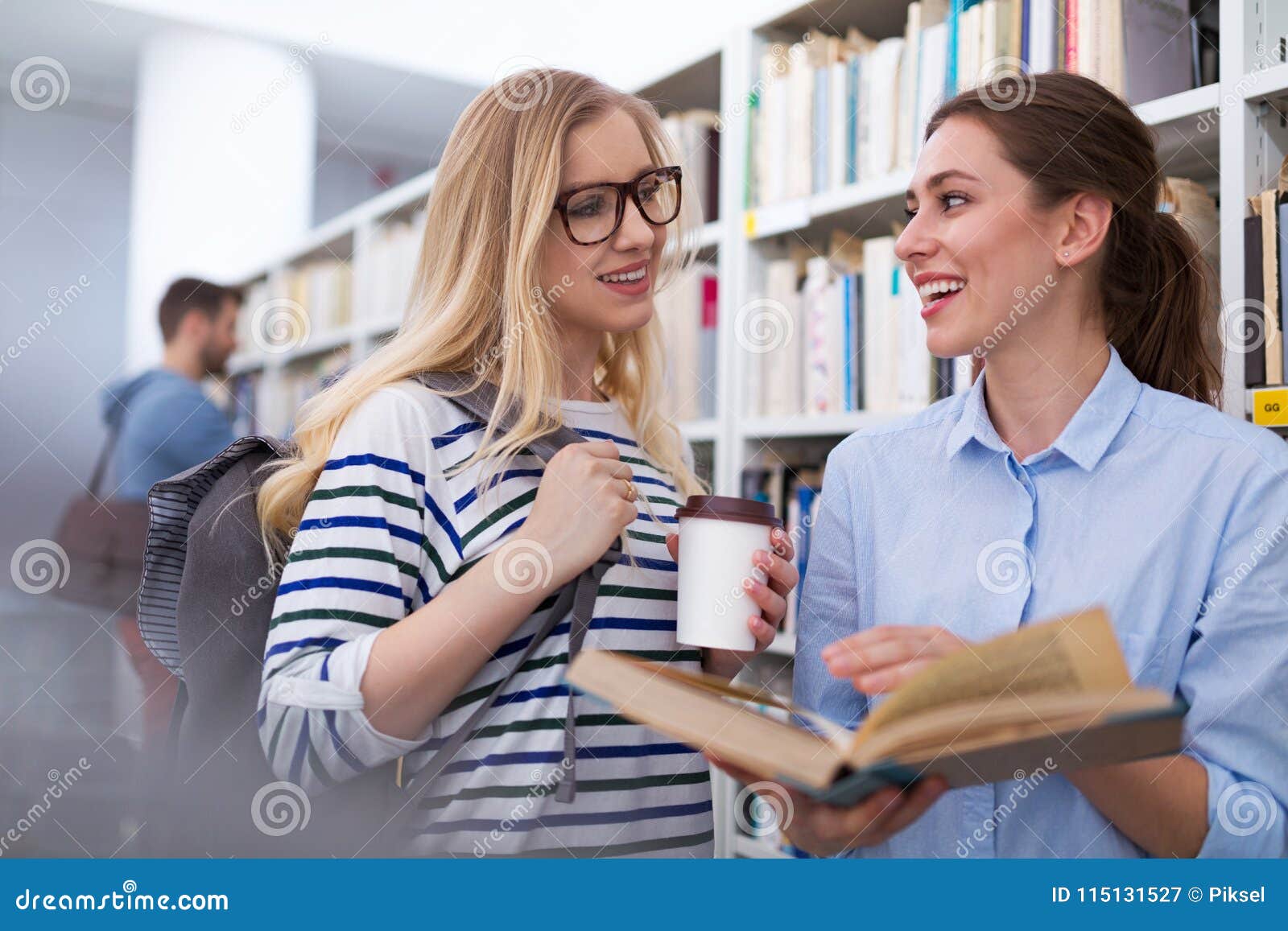 Students Working in the Library at Campus Stock Image - Image of casual ...