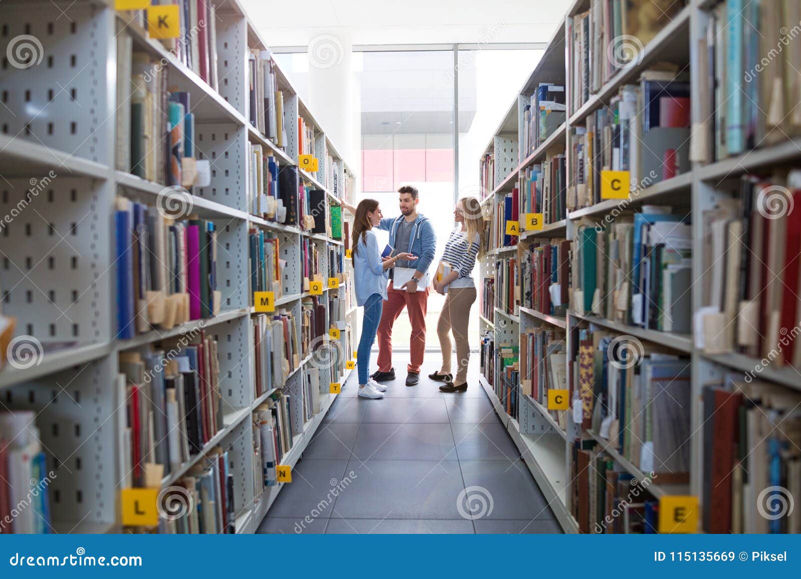 Students Working in the Library at Campus Stock Image - Image of ...