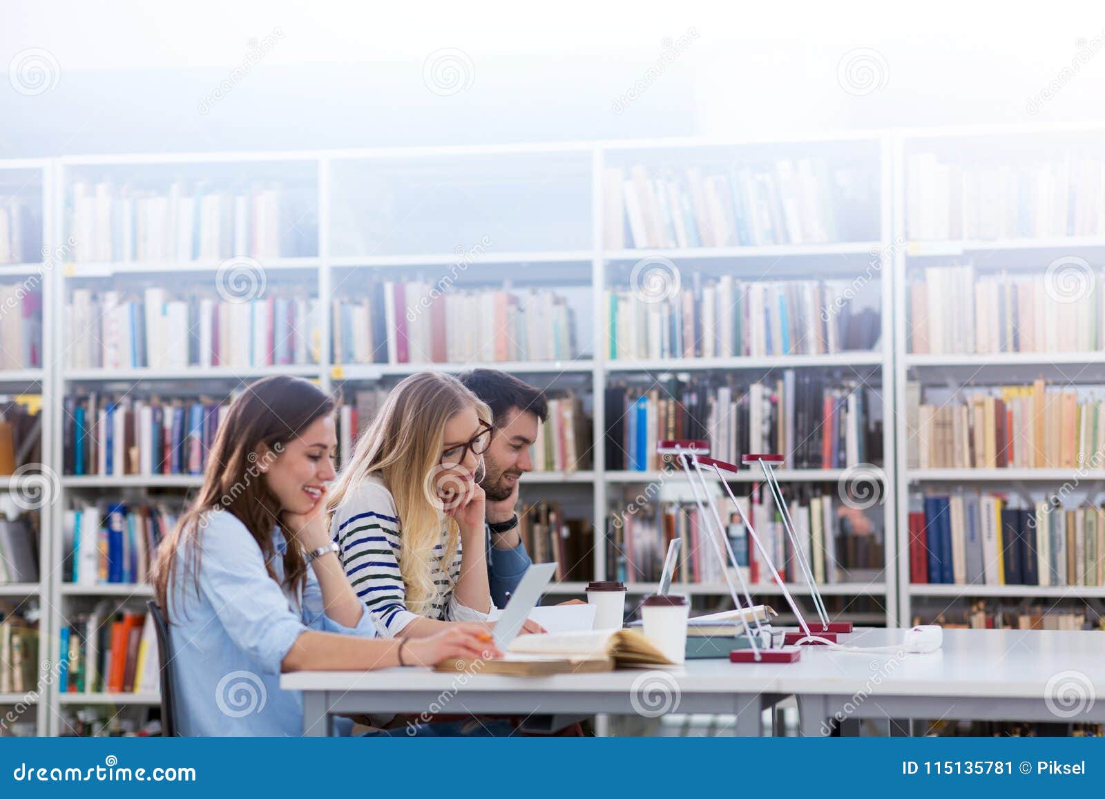 Students Working in the Library at Campus Stock Image - Image of campus ...