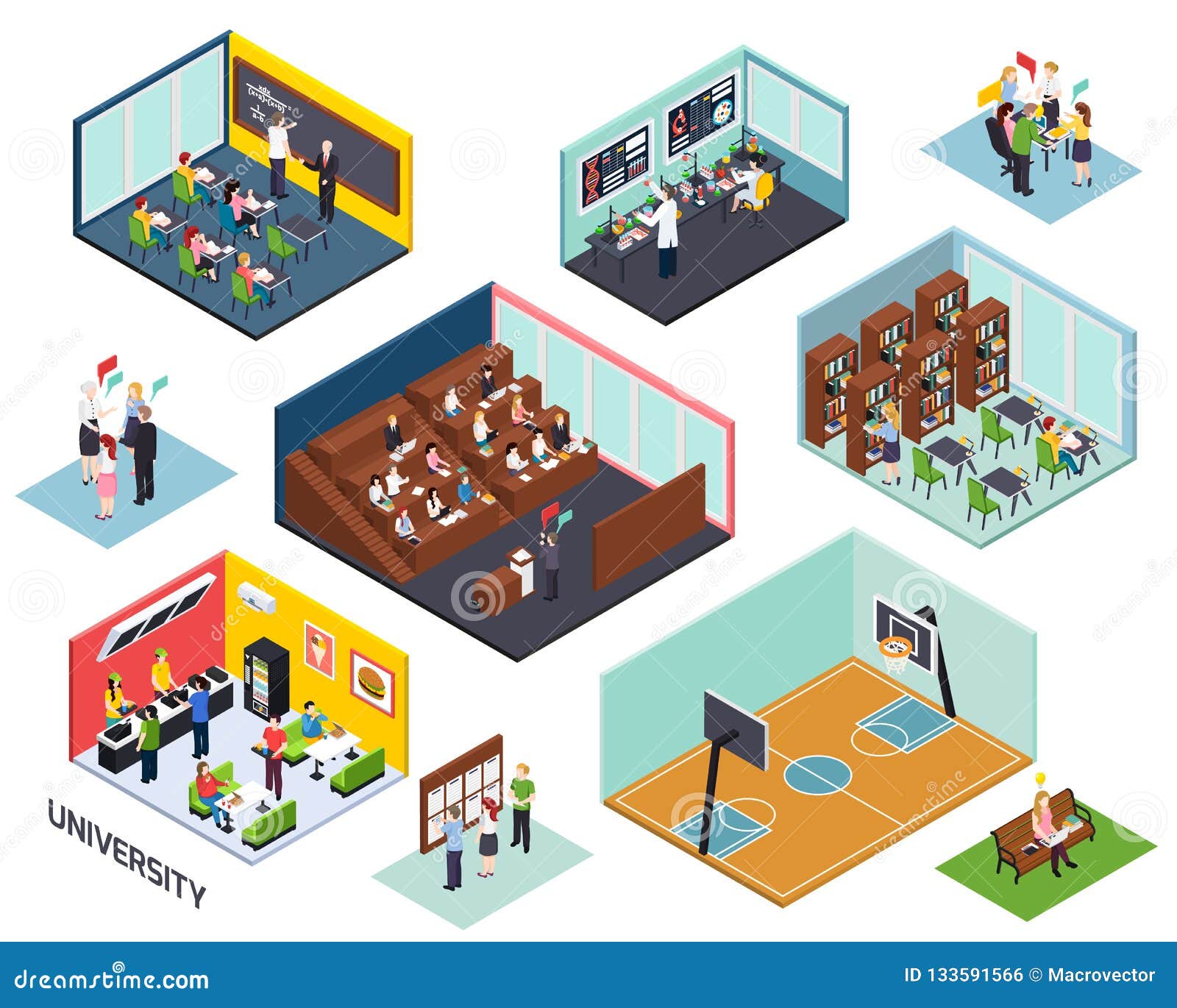 University Study Isometric Set Stock Vector - Illustration of isolated ...