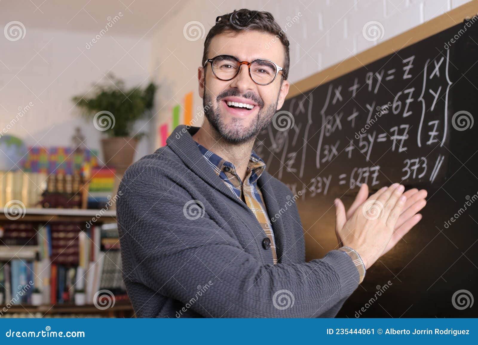 University Teacher Clapping Hands in Classroom Stock Image - Image of ...