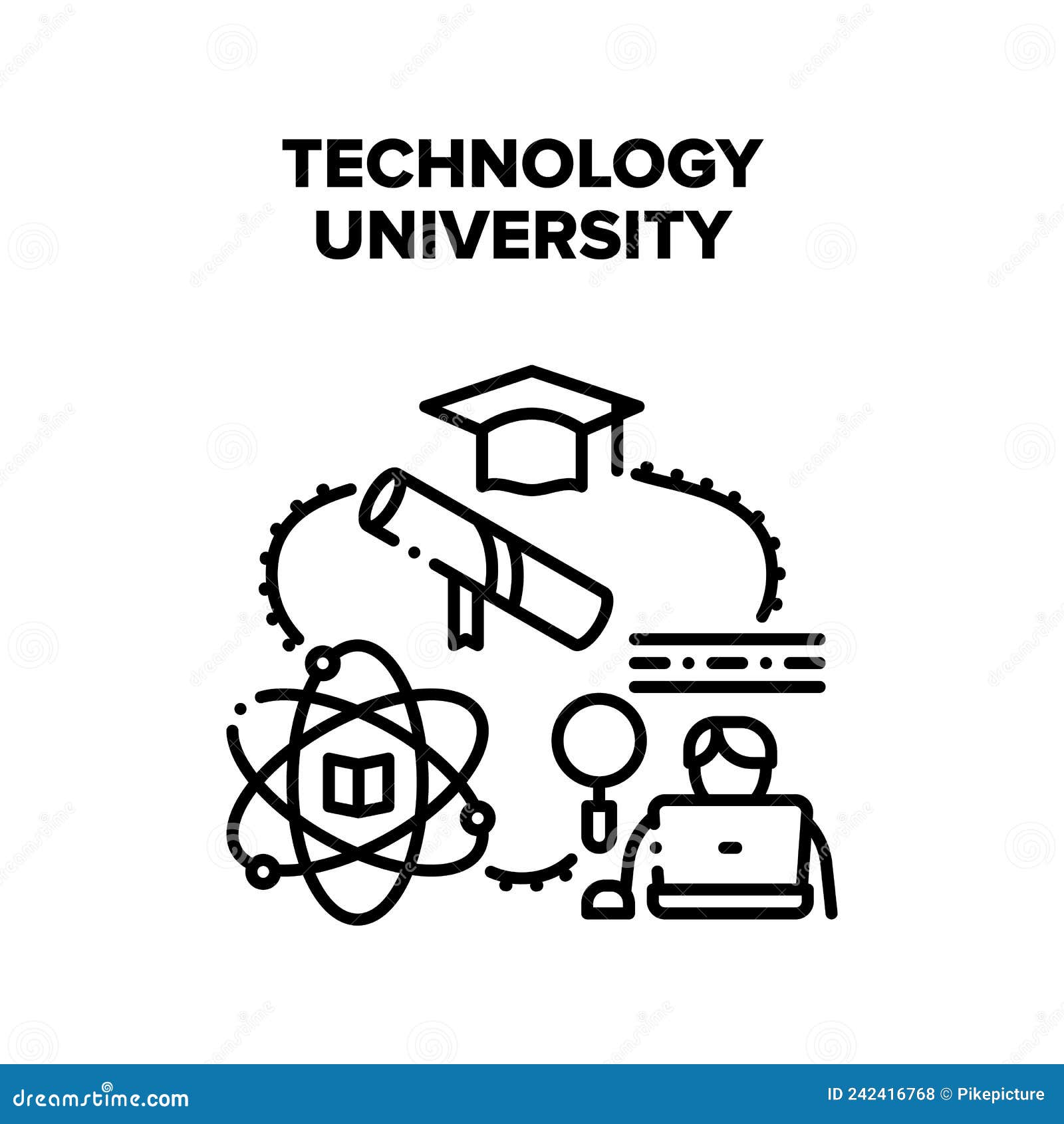 University Technology Vector Black Illustration Stock Vector ...