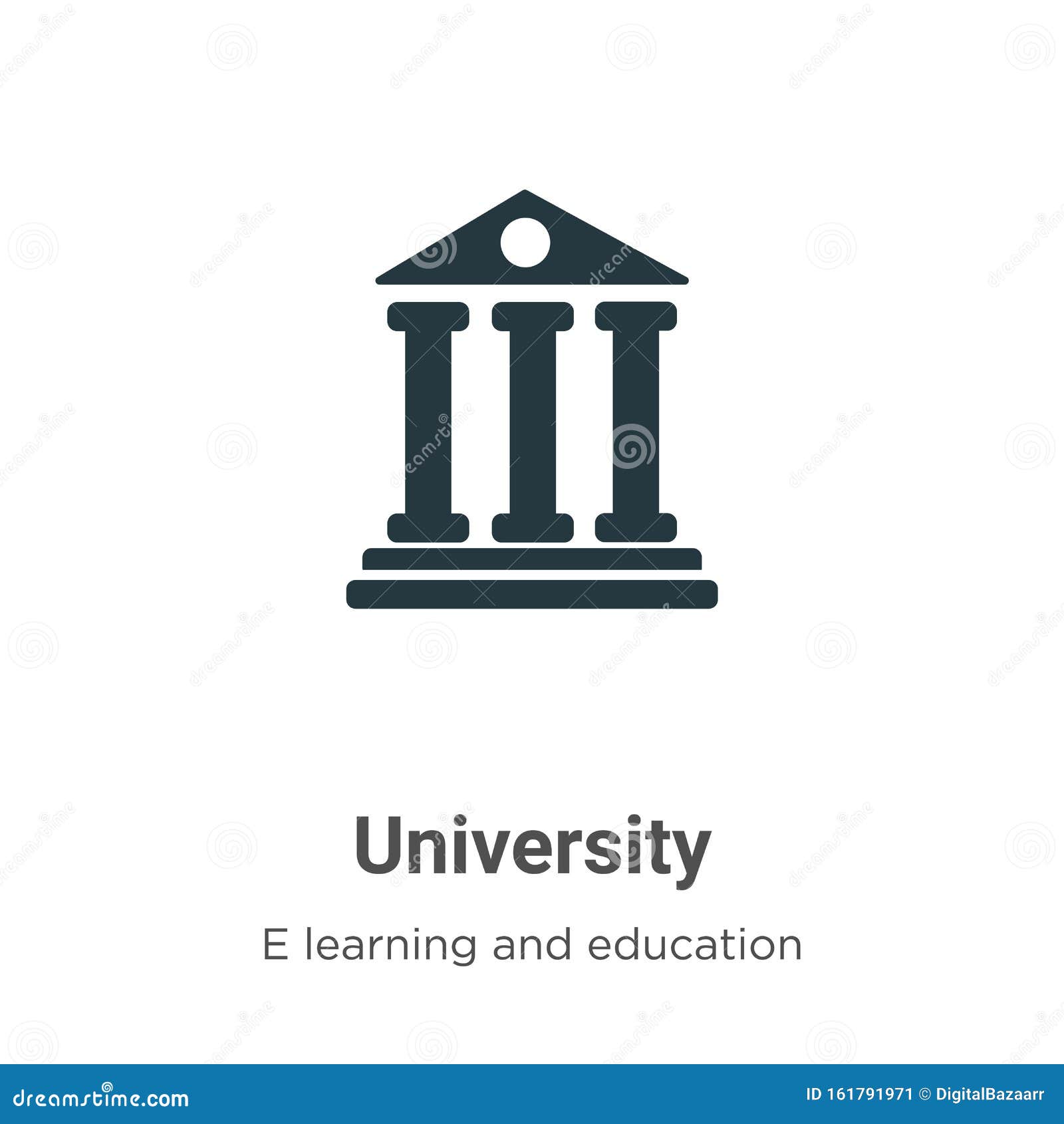 University Vector Icon on White Background. Flat Vector University Icon ...