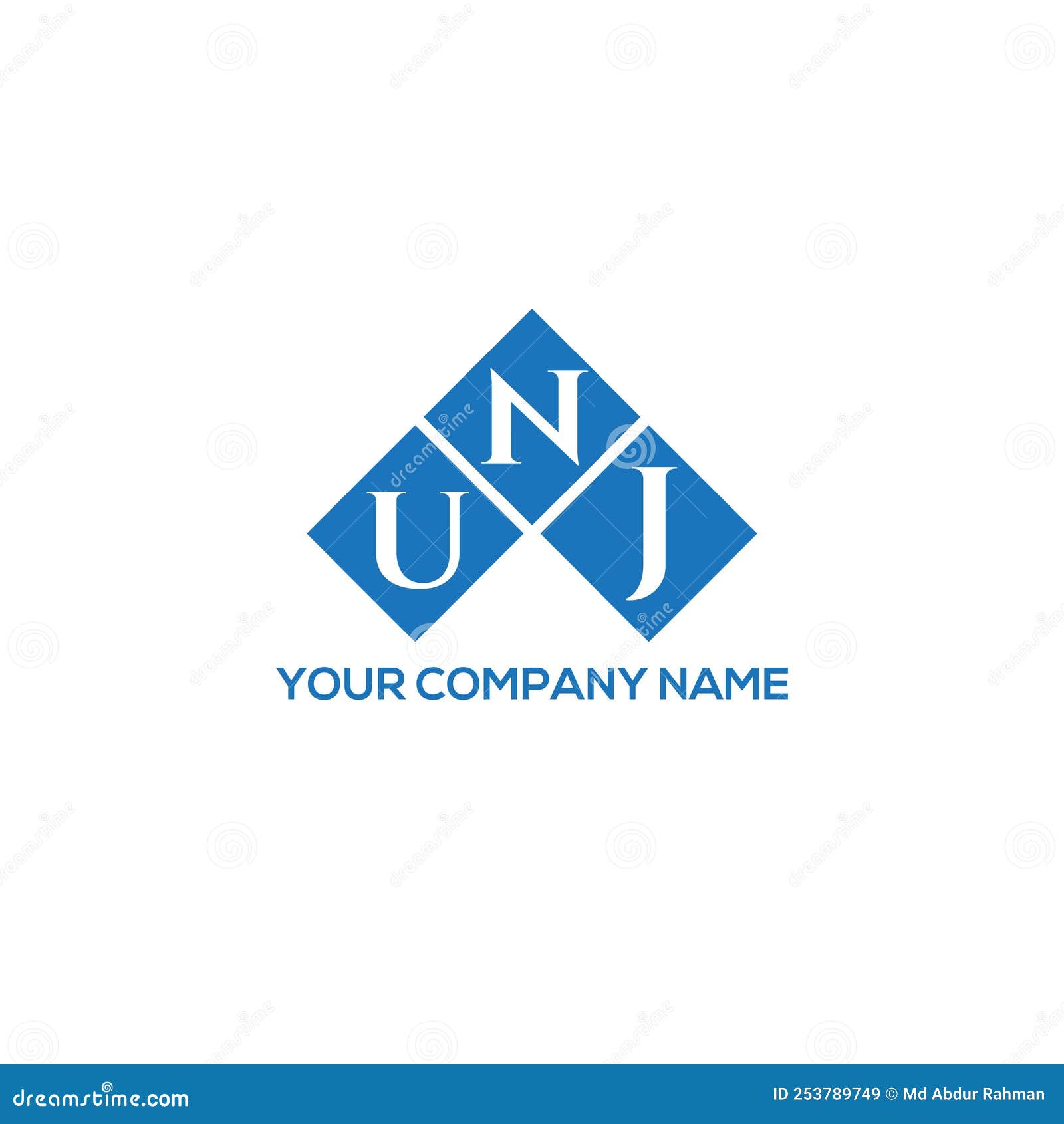 UNJ Letter Logo Design on WHITE Background. UNJ Creative Initials ...