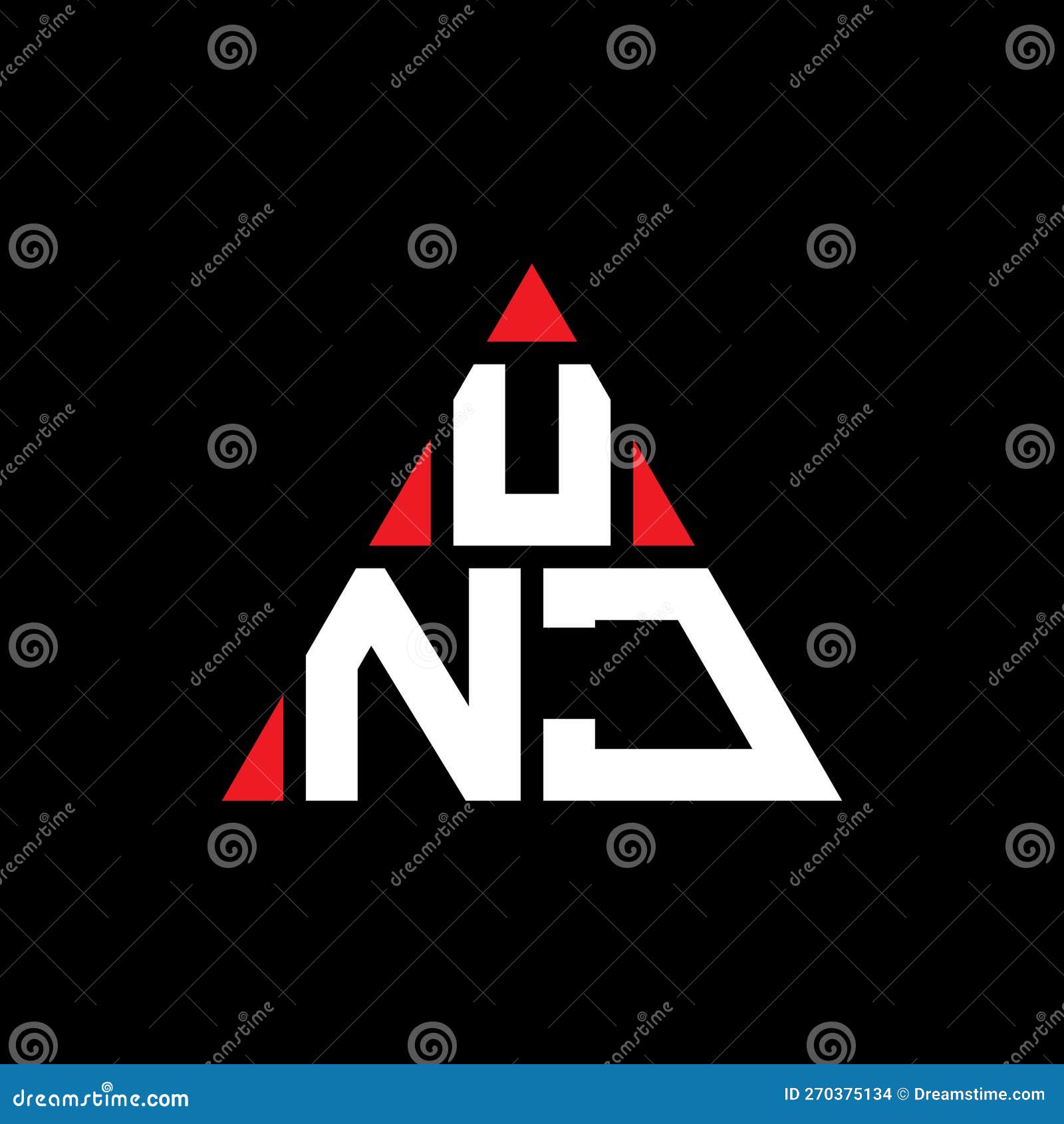 UNJ Triangle Letter Logo Design with Triangle Shape. UNJ Triangle Logo ...