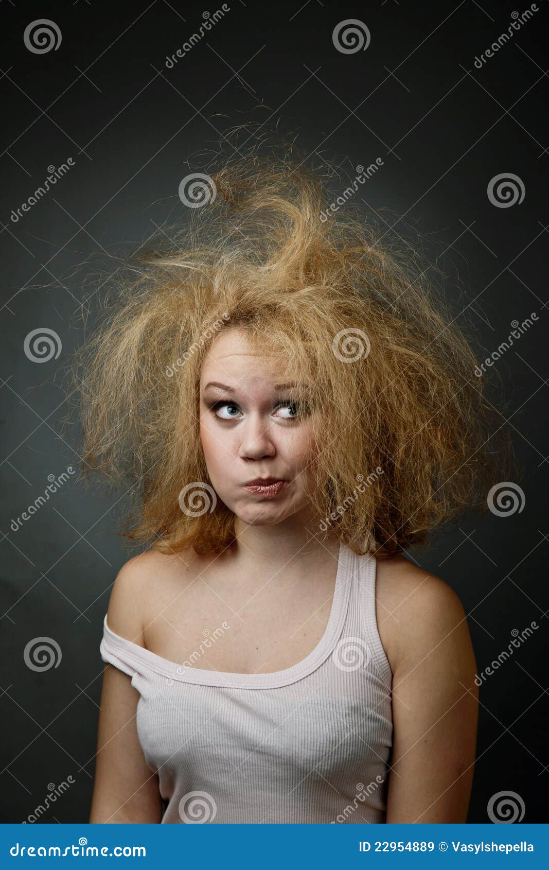 Unkempt girl stock image. Image of woman, hair, face - 22954889