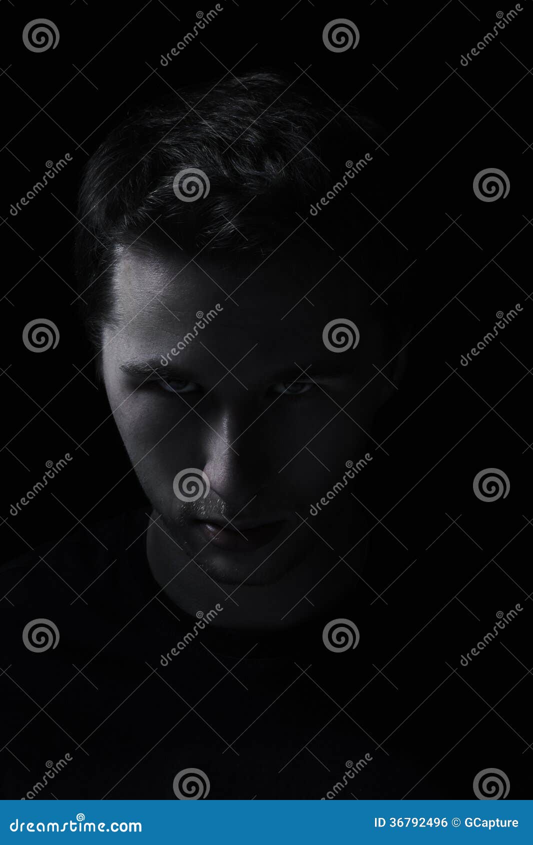 Unkind Man Portrait in the Darkness Stock Photo - Image of mood ...