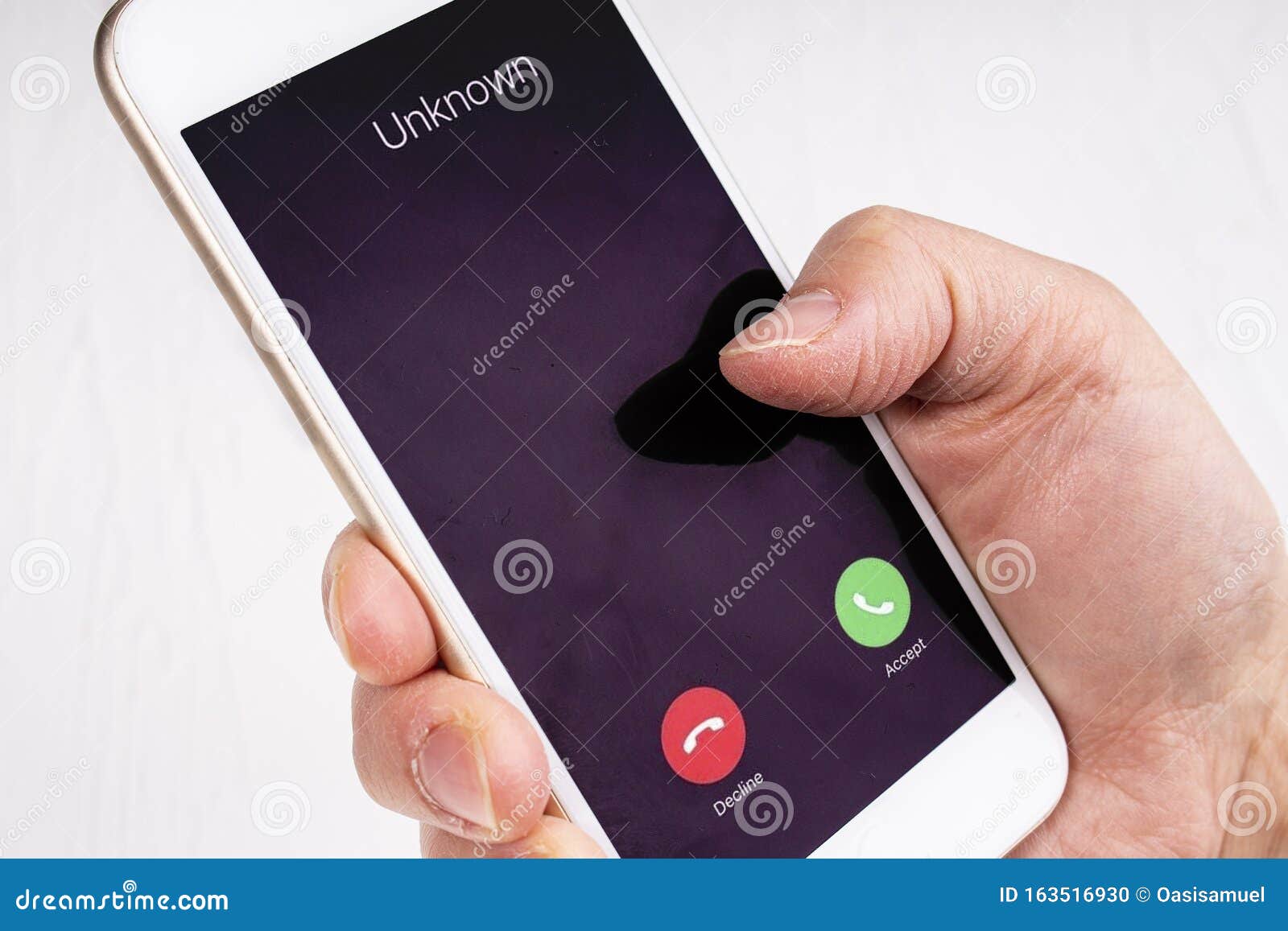 Unknown Call on a Mobile Phone, Holding Device Stock Photo - Image of ...
