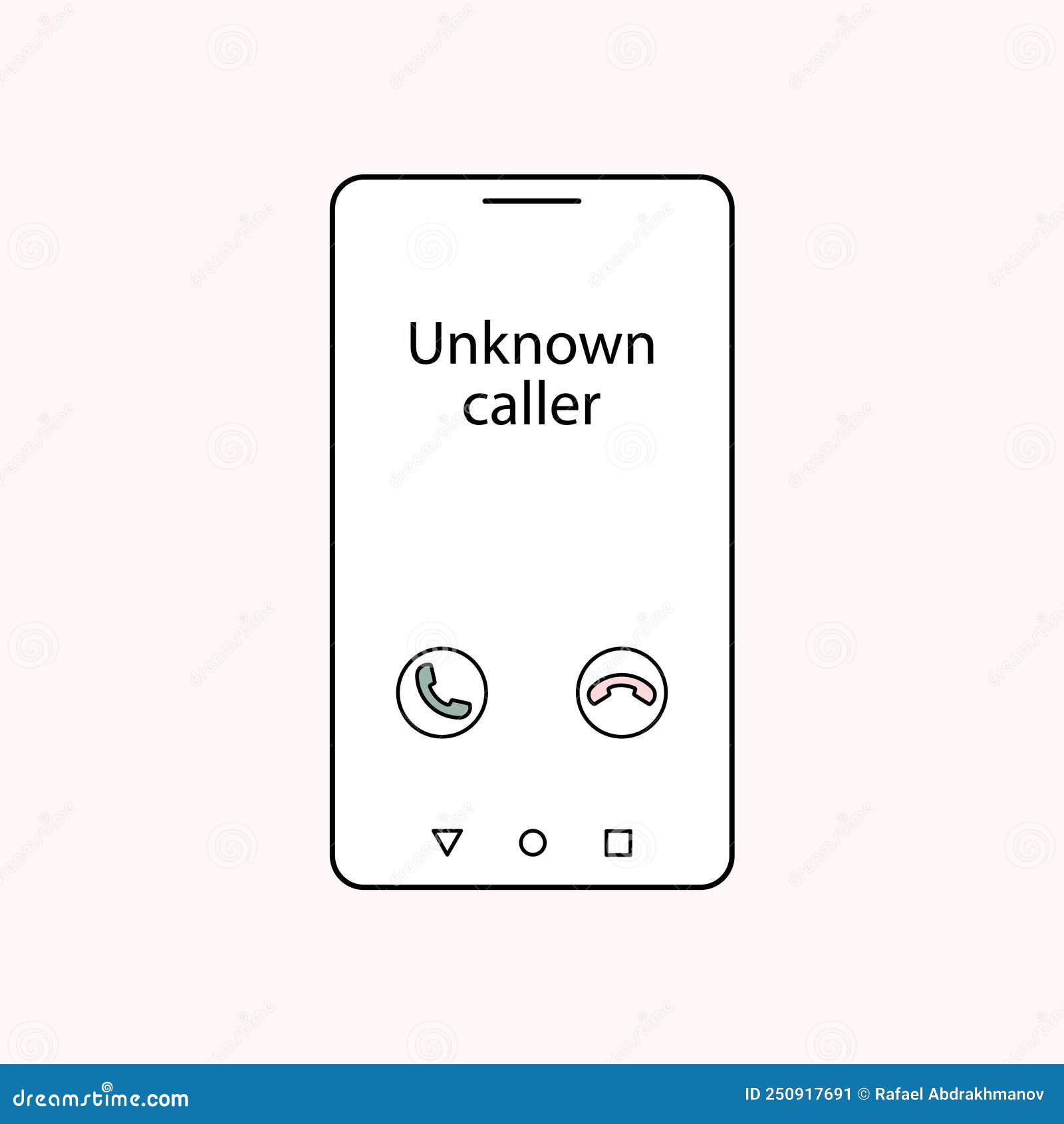 Unknown Caller Number. Vector Outline Illustration. Smartphone Icon ...