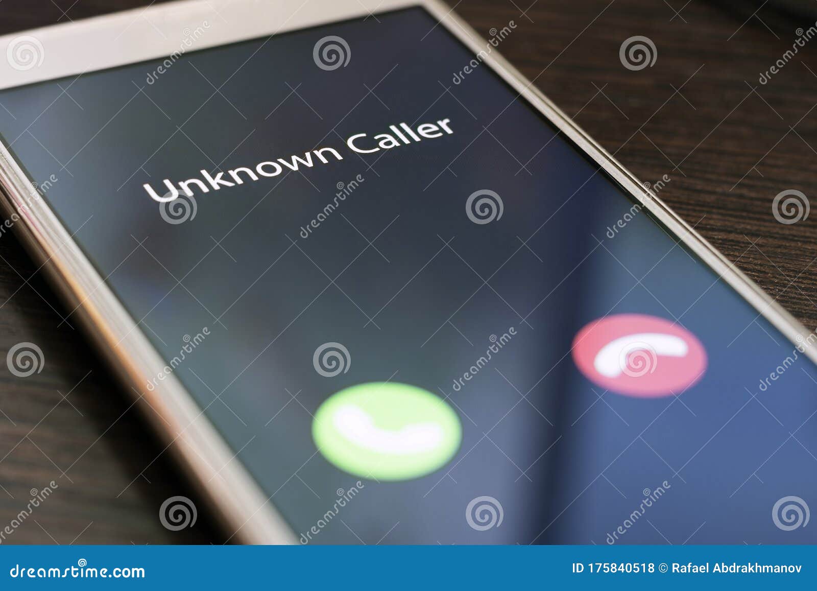 Unknown Caller. Smartphone with Incoming Call from an Unknown Number at ...